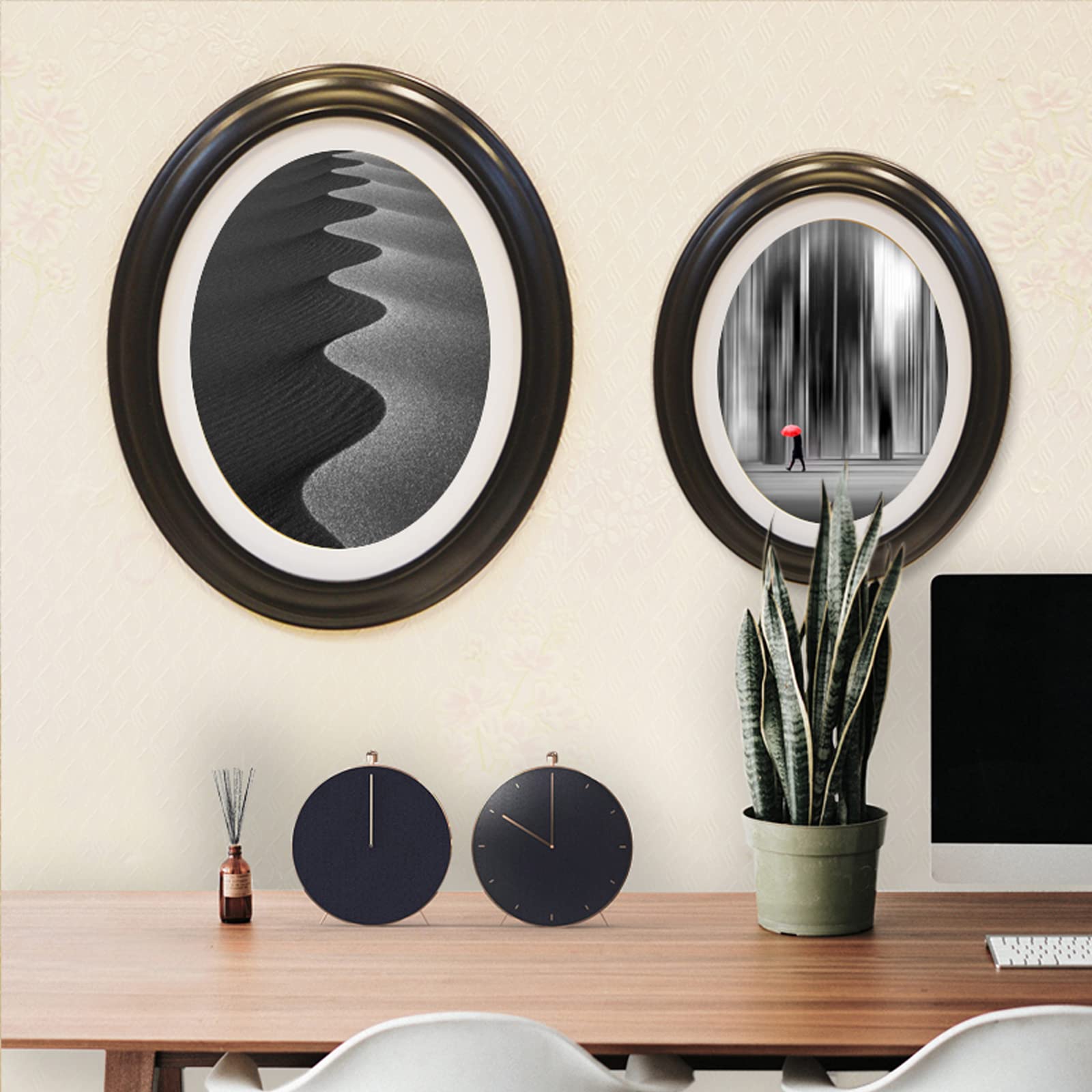 GRRONZEE 2 Pack Oval Picture Frame 5x7 Black Oval Photo Frames, 5 by 7 Oval Wall Picture Frame Photo Frame for Home Decor, Photo Gallery