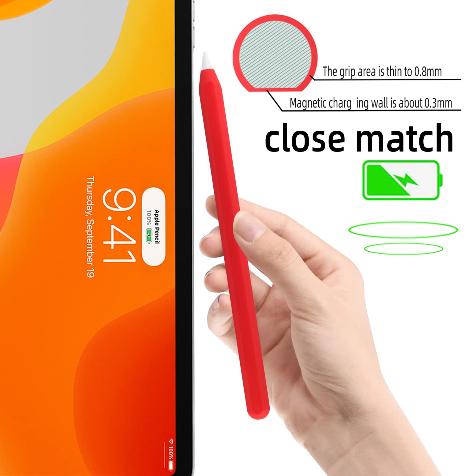 Ultra Thin Silicone Skin Cover Compatible with Apple Pencil 2nd Gen, Protective Silicone Case for iPad Pro 11 12.9 inch 2018 Pencil Case Shockproof Soft Silicone Sleeve(Dark Grey)