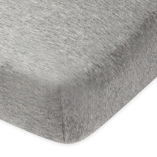 HonestBaby Fitted Crib Sheets Fits Standard Mattress Bassinet, Mini Prints 100% Organic Cotton Baby Boys, Girls, Unisex, Heather Gray Fitted Crib Sheet, One Size