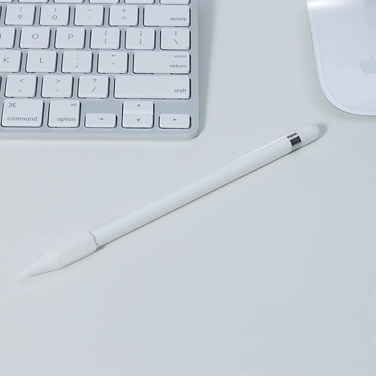 siduater [4-Pack] Silicone Protective Accessories for Apple Pencil 1st Generation, Includes 1 Apple Pencil Cap Replacements, Apple Pencil Cap Holder, Apple Pencil Tip Cover, Adapter Tether - White