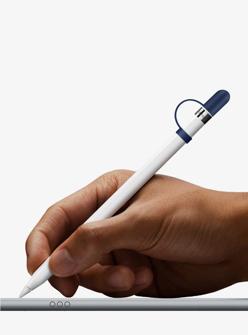 siduater [4-Pack] Silicone Protective Accessories for Apple Pencil 1st Generation, Includes 1 Apple Pencil Cap Replacements, Apple Pencil Cap Holder, Apple Pencil Tip Cover, Adapter Tether - White
