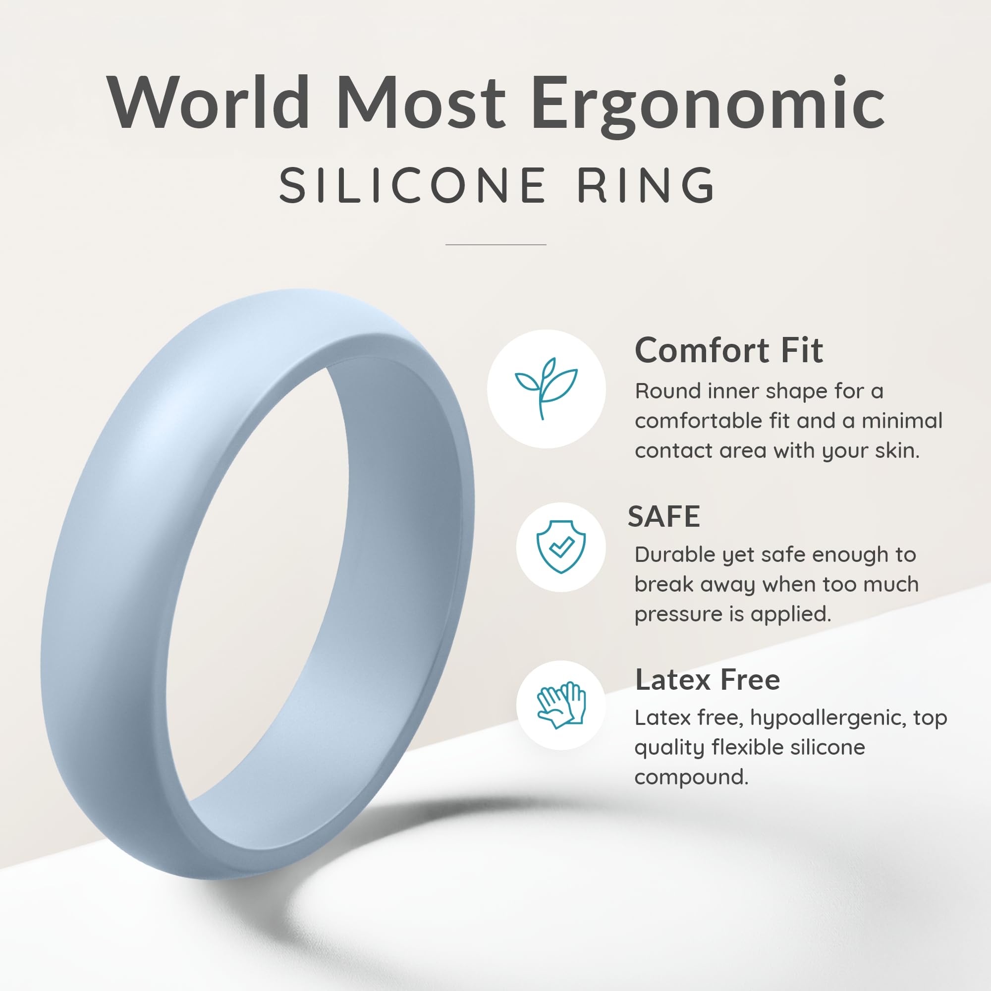 ThunderFit Women’s Silicone Engagement Rings, 5.5mm Wide, 2mm Thick, Wedding Rubber Bands, Variety Multipack 1-7