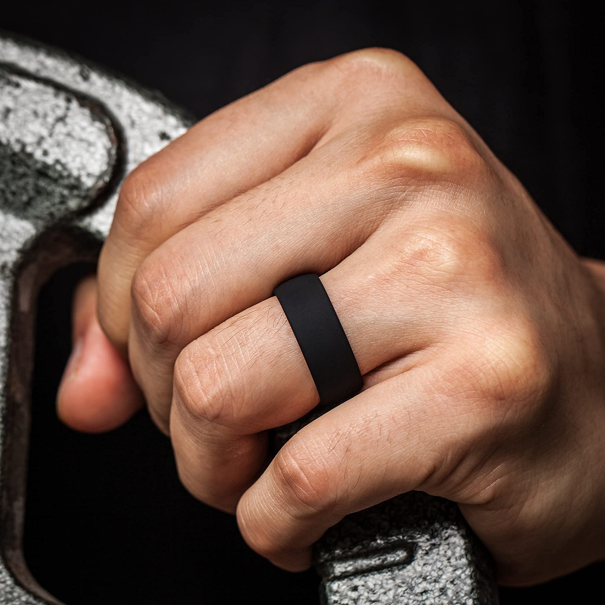 ThunderFit Silicone Wedding Rings for Men, 2 Layers Top Design Bands 8.5mm Wide 2.5mm Thick - 1/4/8/12 Variety Multipack (Pack B - Size 10.5-11 (20.6mm))