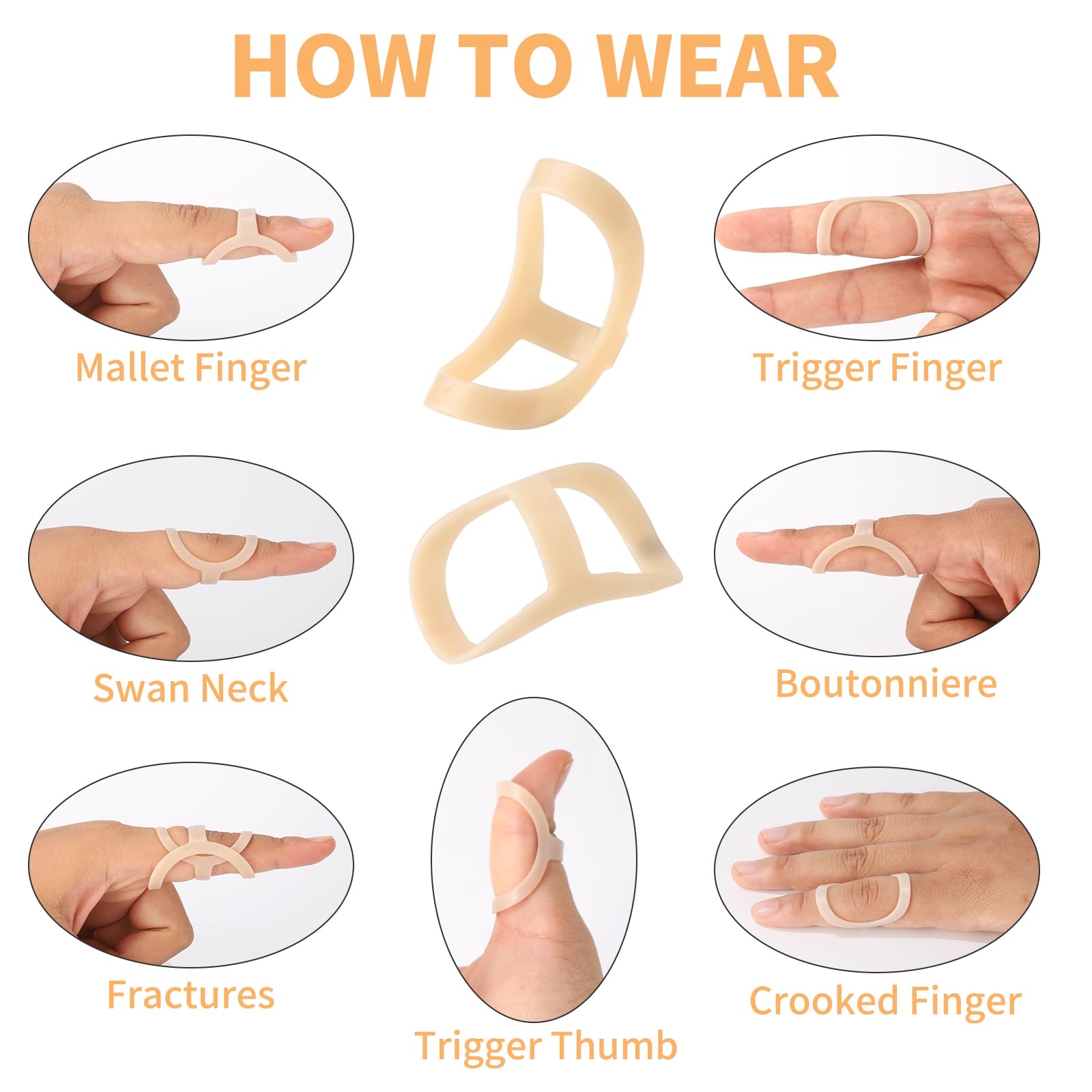 CAGSIG Oval Finger Splints, 5PCS Oval Trigger Finger Splint for Trigger/Mallet/Arthritis/Straightening, Trigger Finger Brace for Thumb Middle Pinky or Ring Finger -Size 6,7,8,9,10