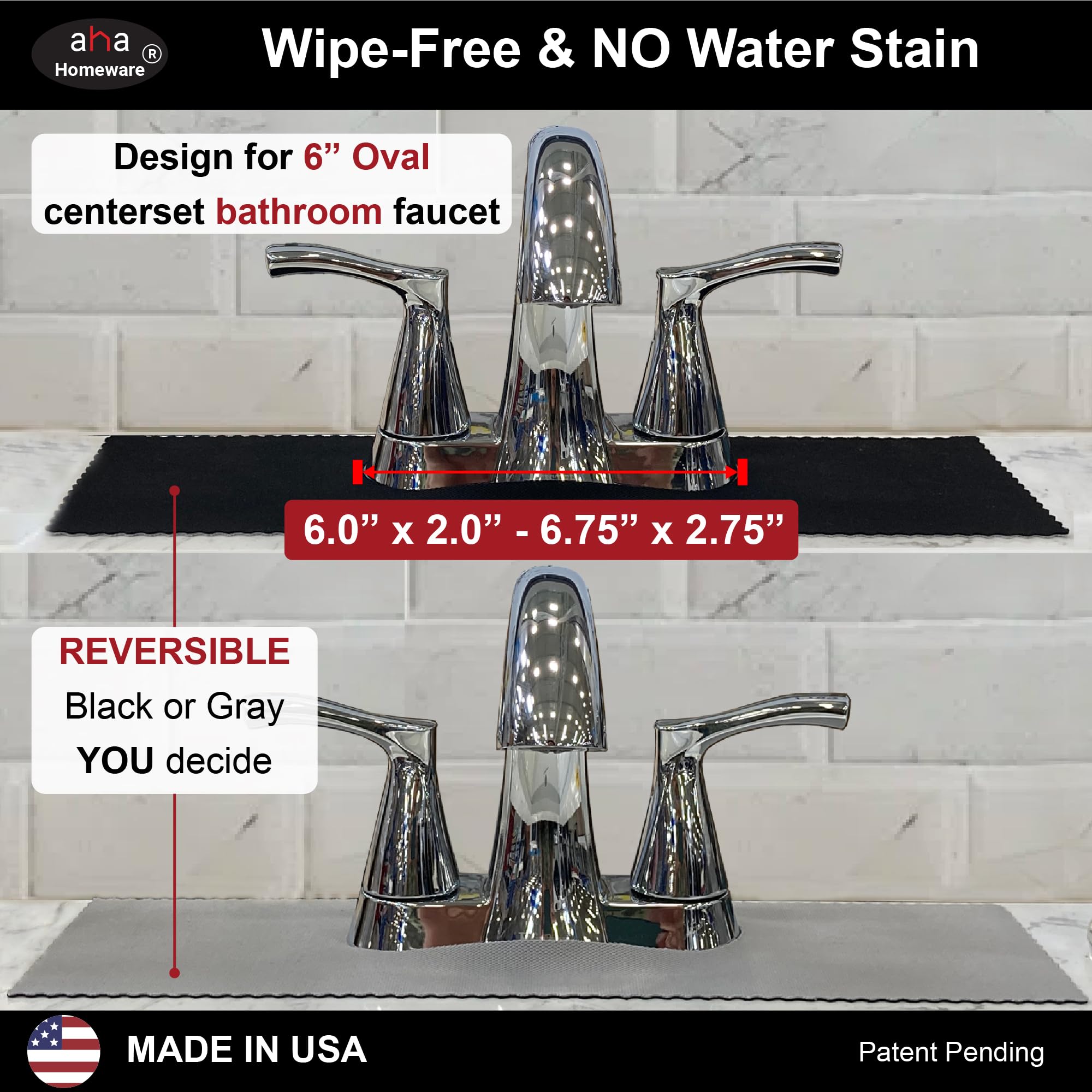 AHA HOMEWARE Bathroom Sink Splash Guard Oval Hole, Behind The Sink Water Splash Guard Centerset Faucet, Faucet Absorbent Backsplash Sink Mat 6/ Oval Hole, Bathroom Backsplash Sink Mat 15/