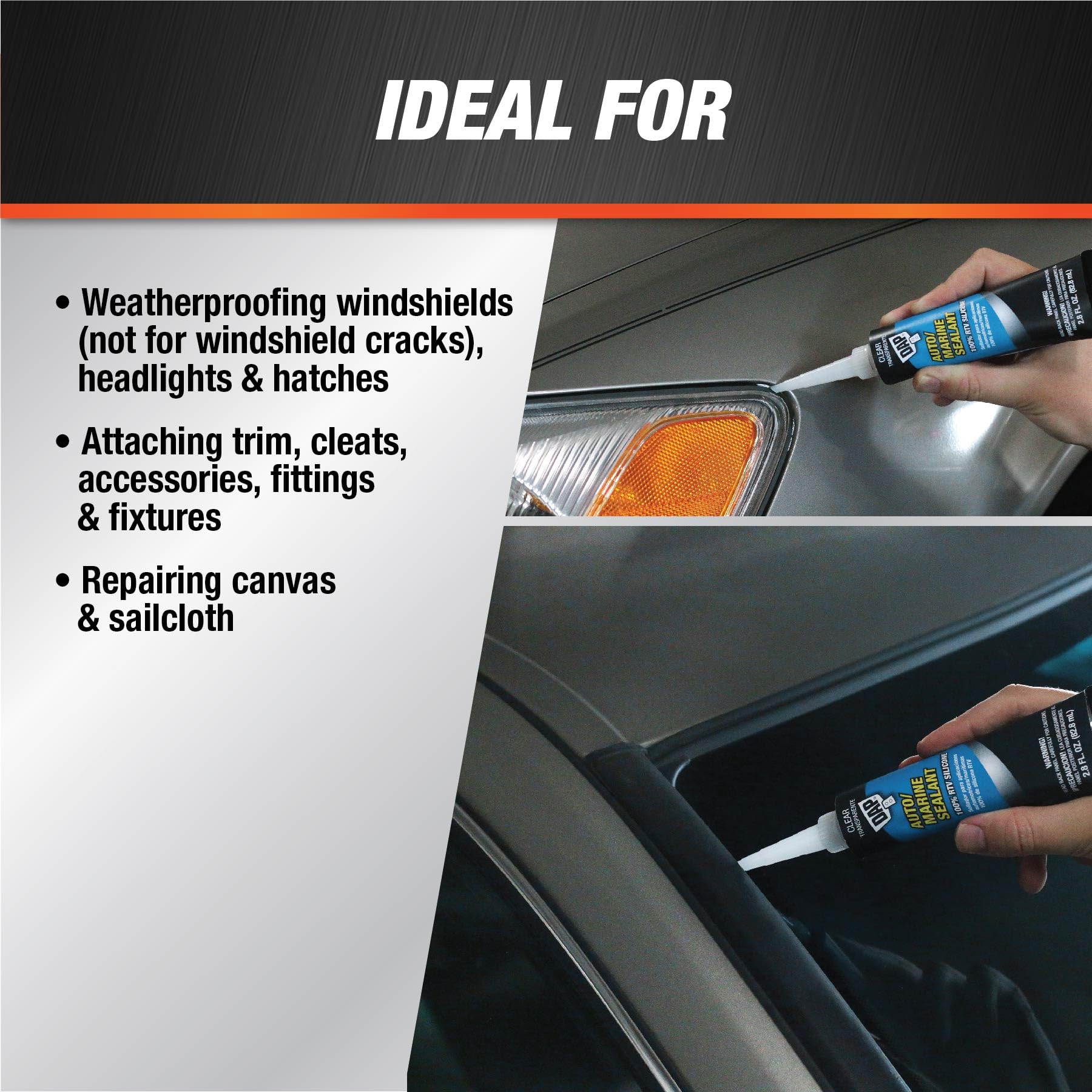 Dap 00694 2.8-Ounce Silicone Rubber Auto/Marine Sealant, Clear