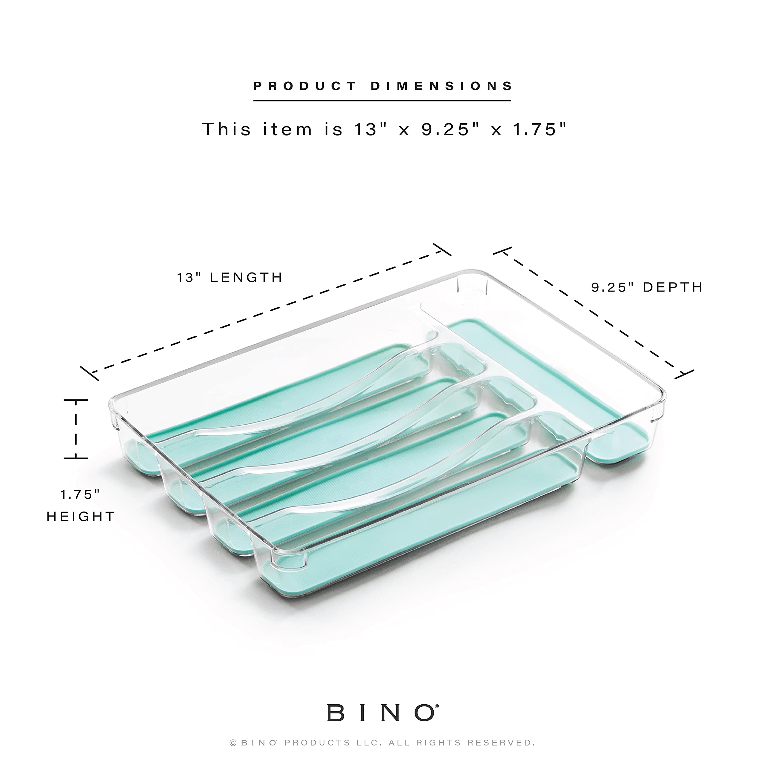BINO 5-Slot Silverware Organizer for Drawer | Plastic Utensil Organizer for Kitchen Drawers | Silverware Tray for Drawer Organization | Utensil Kitchen Drawer Organizer w/ Grip Lining (Light Grey)