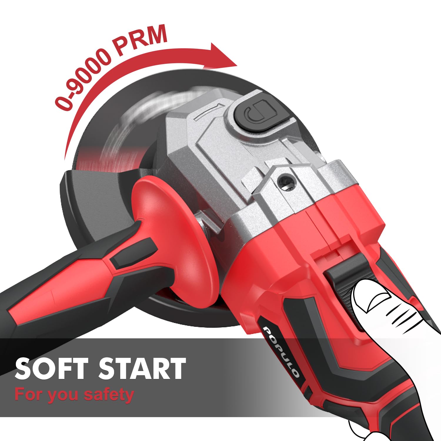 POPULO 20V Cordless Angle Grinder tool with Brushless Motor,Compatible 4-1/2 Inch Wheel,Metal Grinders W/4.0Ah Battery,Equipped 5” Grinding Wheel,Cutting Wheel,Flap Disc and Carving Disc
