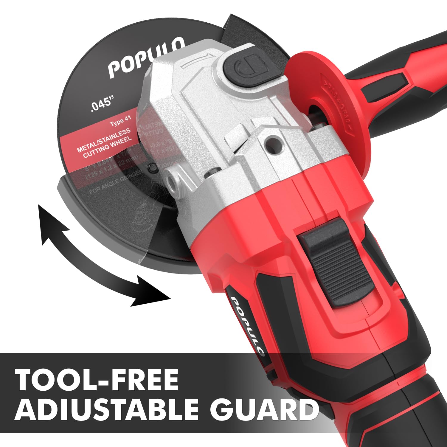 POPULO 20V Cordless Angle Grinder tool with Brushless Motor,Compatible 4-1/2 Inch Wheel,Metal Grinders W/4.0Ah Battery,Equipped 5” Grinding Wheel,Cutting Wheel,Flap Disc and Carving Disc