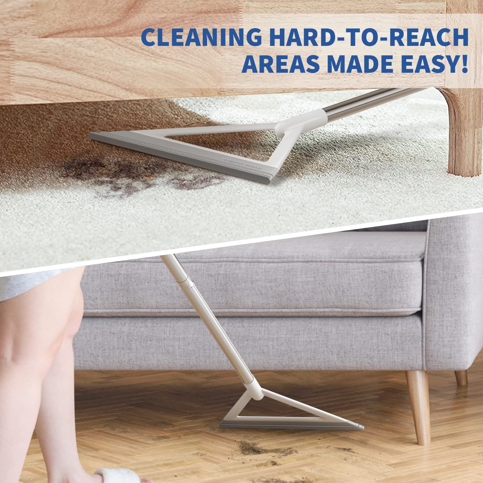 Nodirz Multifunction Magic Broom, 53 INCHES, Modern White Silicone Squeegee Broom for Floor, Glass, Tile, Kitchen, Bathroom, Living Room, Garage
