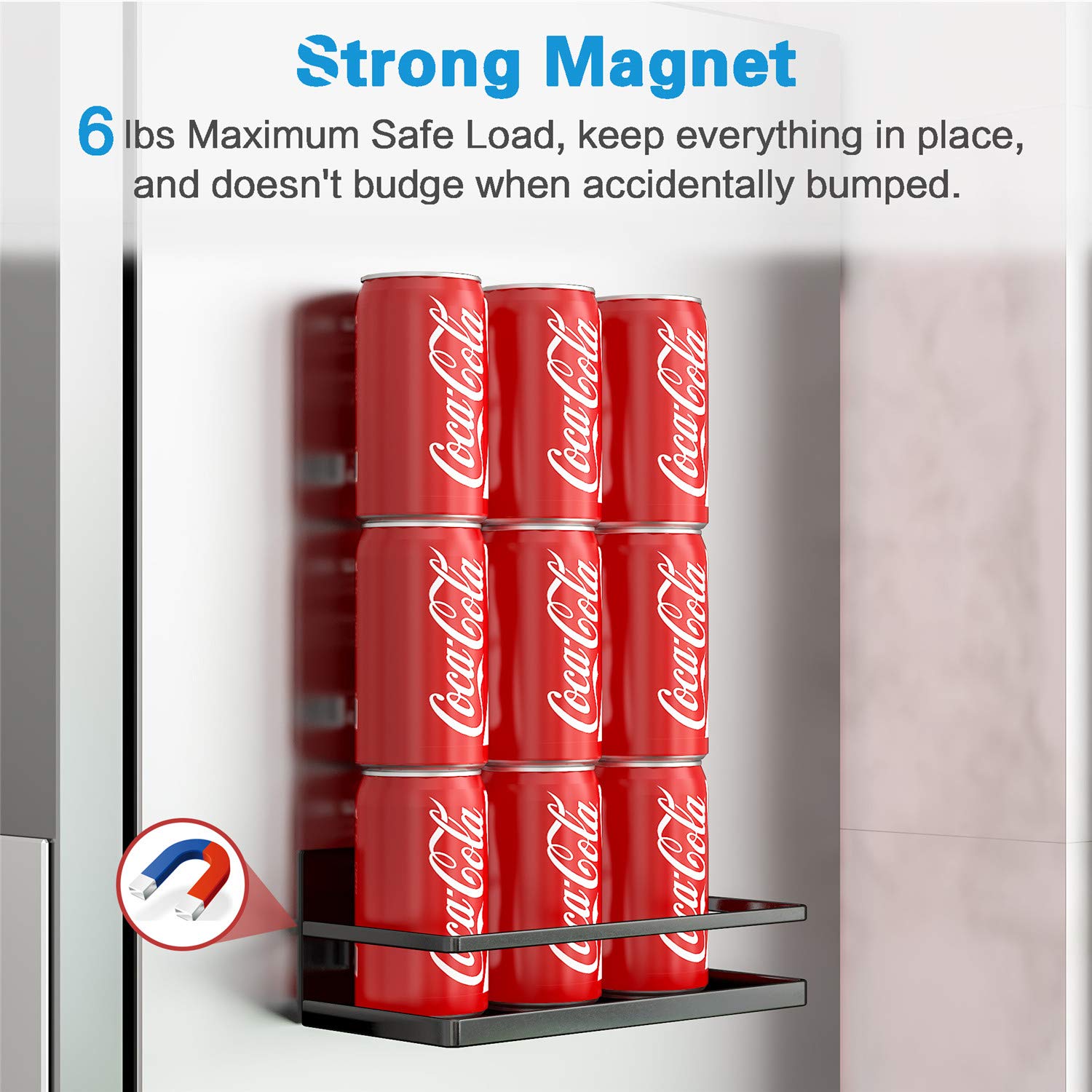 Magnetic Spice Rack, Thipoten Strong Magnetic Shelf with 2 Removable Hooks, Perfect Space Saver for Small Kitchen/ Apartment, Awesome Metal Cabinet for Holding Spices, Jars, Bottle, Beve(Black, 2Pack)