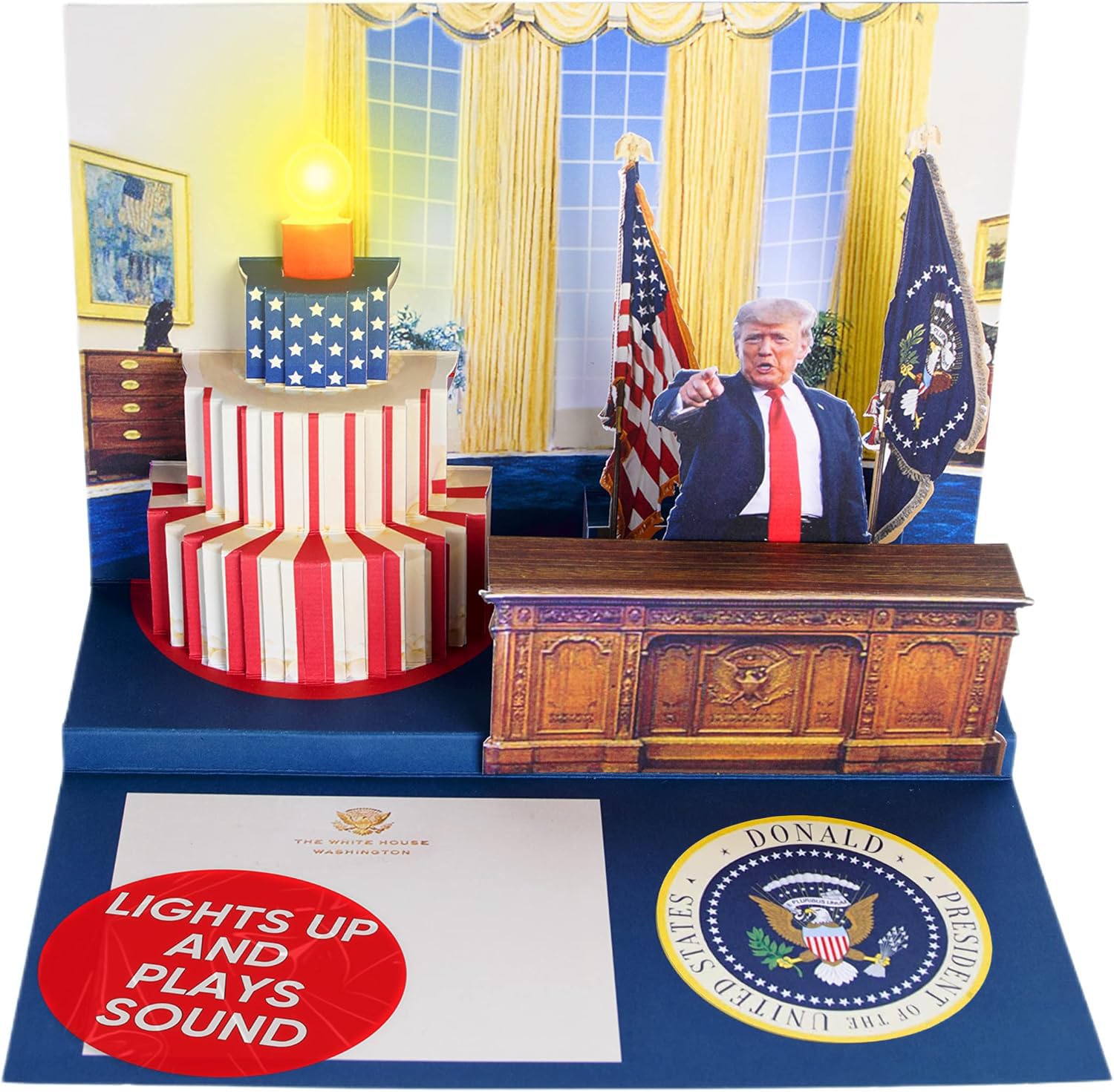 Donald Pop Up Birthday Card with Light & Sound – Funny Birth Day Card for Men and Women, Mom & Dad Card Says Happy Birthday in Trump's REAL Voice, Best Birthday Card for Husband or Wife, Trump Card