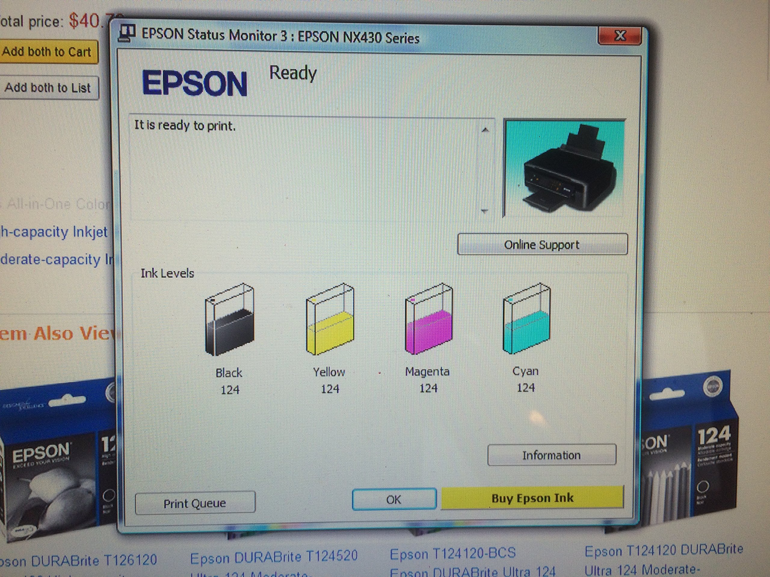 Epson Stylus NX430 Wireless All-in-One Color Inkjet Printer, Copier, Scanner (C11CB22201)