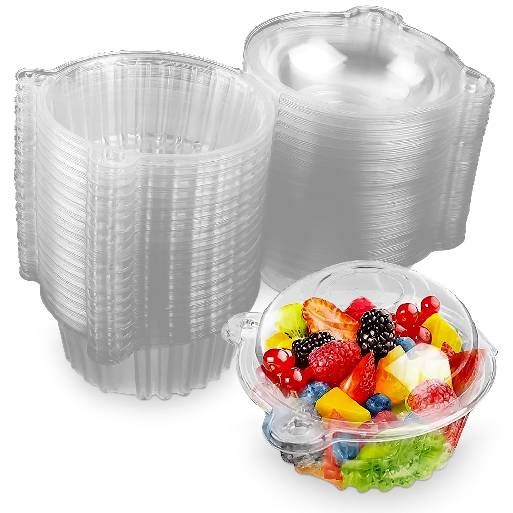 Individual Cupcake Boxes 100Pcs Plastic Container with Lid | Dessert Containers with Lids ā Individual Cupcake Containers for Cupcakes & Muffin Storage Container - Plastic Cupcake Holder with Lid