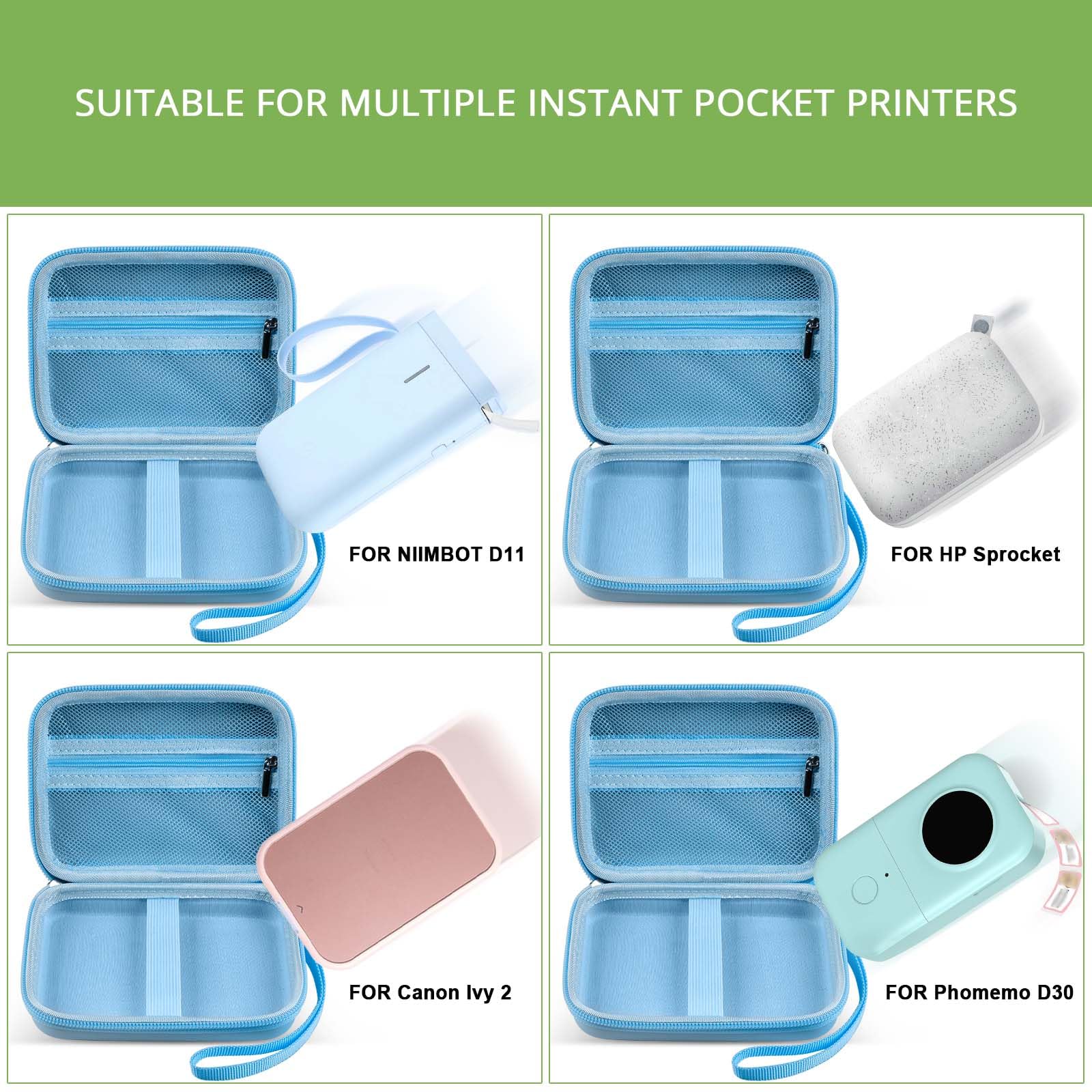 Case Compatible with NIIMBOT D11 Label Printer,Carrying Bag Storage Holder for Mini Smart Label Maker Label Printer Machine and Paper (Blue)