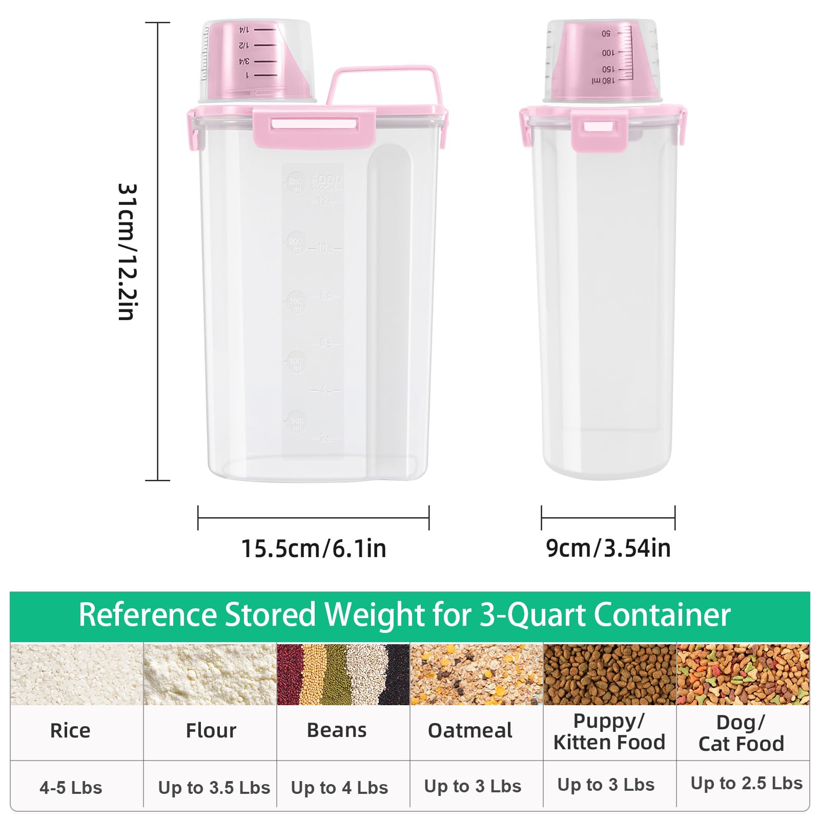 TBMax Rice Storage Container 5 Lbs, Small Airtight Dry Food Container for Flour Cereal Pasta Kitchen Pantry Organization -Red