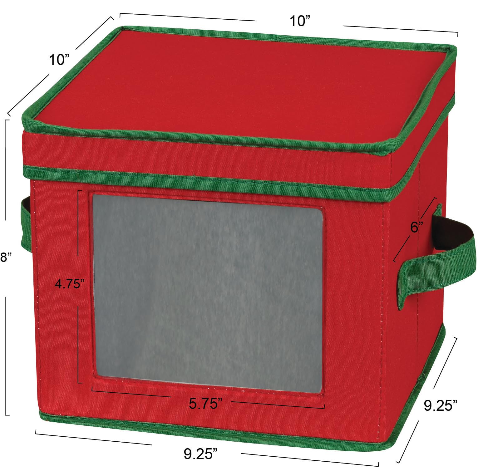 Household Essentials 534RED Holiday China Dinnerware Storage for Salad Plates or Bowls | Removable Lid | Red Canvas with Green Trim