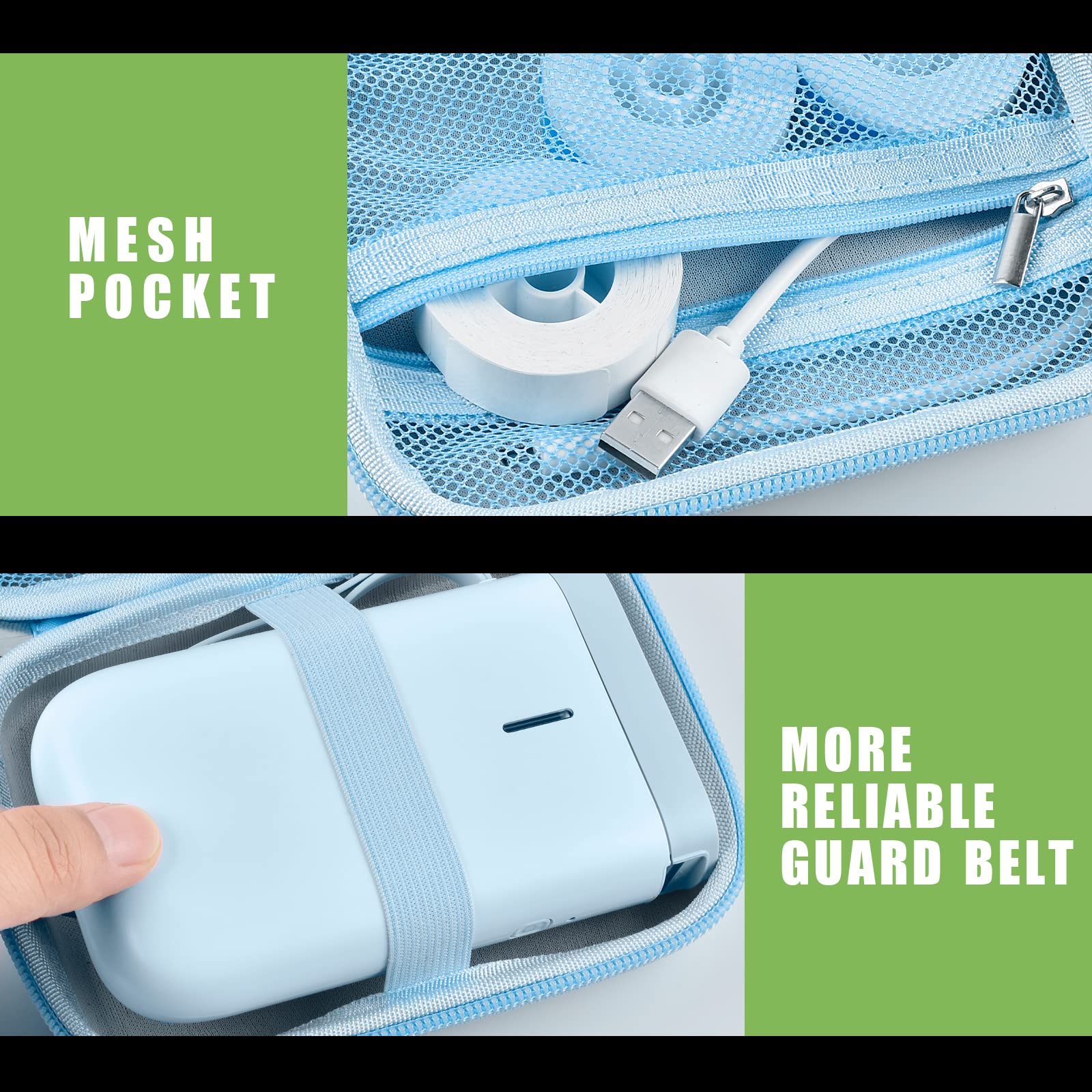 Case Compatible with NIIMBOT D11 Label Printer,Carrying Bag Storage Holder for Mini Smart Label Maker Label Printer Machine and Paper (Blue)