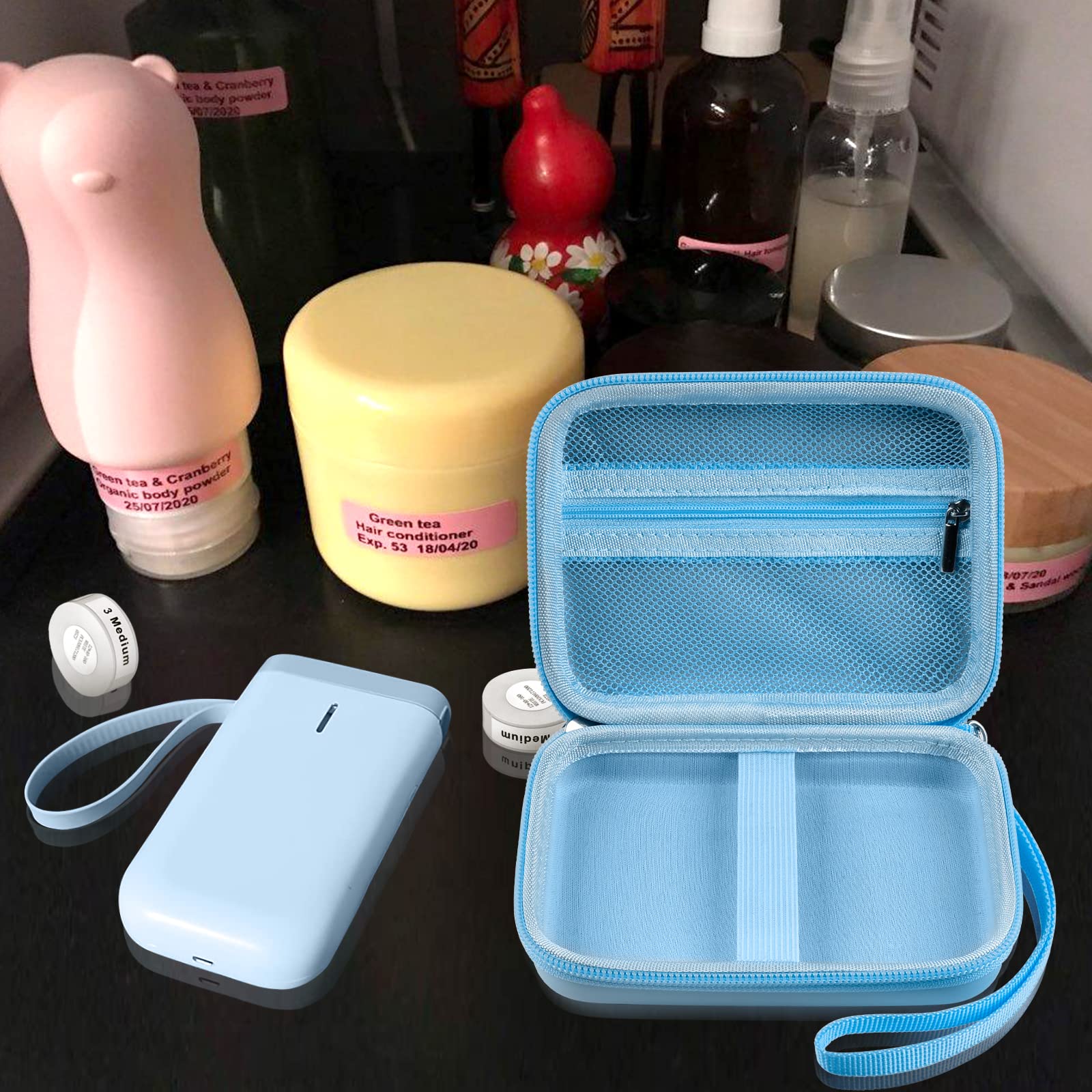 Case Compatible with NIIMBOT D11 Label Printer,Carrying Bag Storage Holder for Mini Smart Label Maker Label Printer Machine and Paper (Blue)