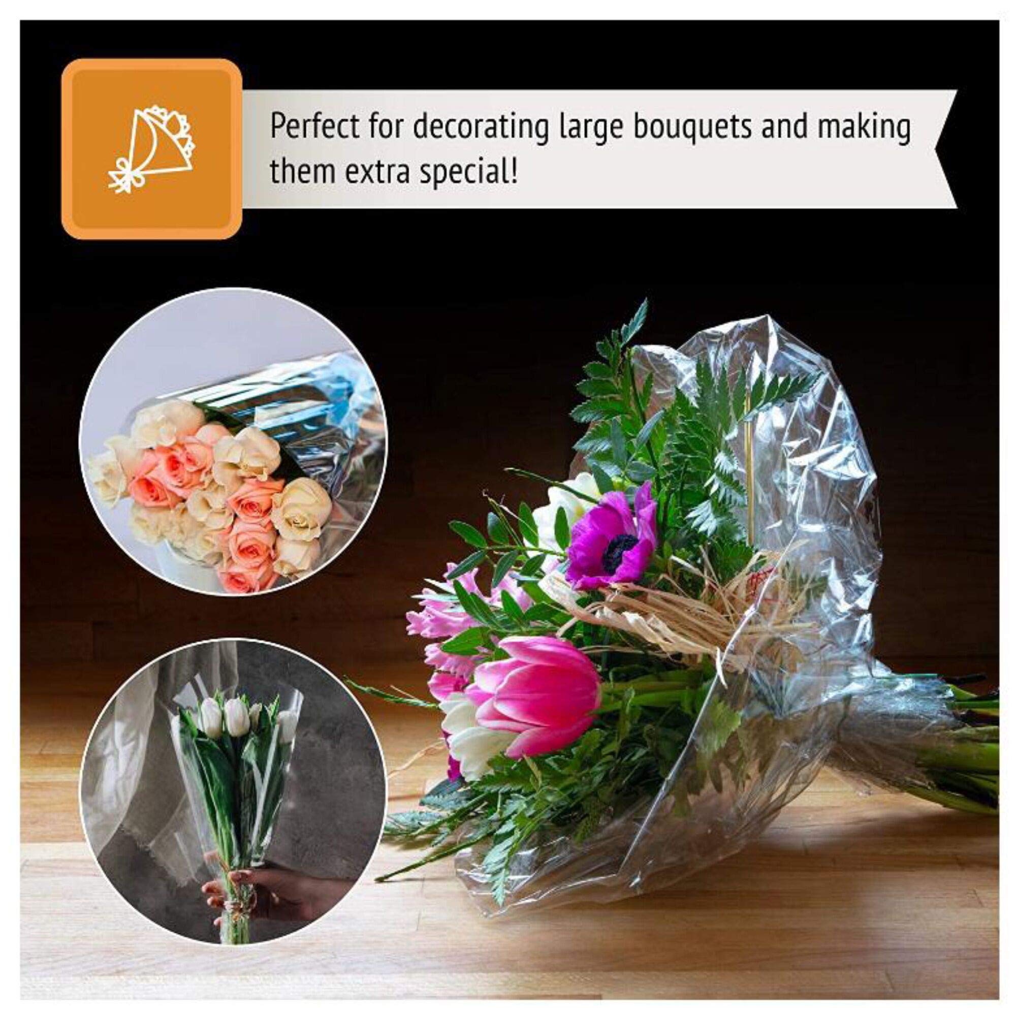 KnR Harmony Clear Cellophane Bags 12x18'' 100pcs Flat Plastic Open Poly Bags 1.4mils for Bakery Candy Cookie Gift Packaging Decoration