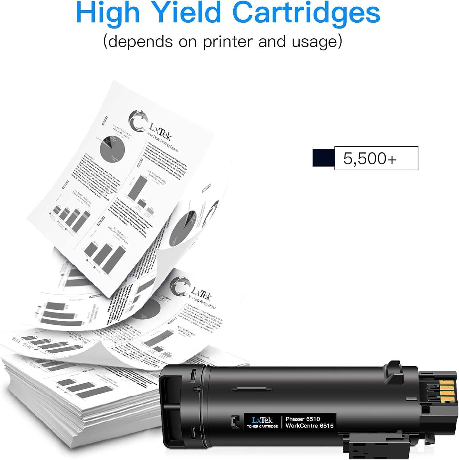 LxTek Compatible Toner Cartridge Replacement for Phaser 6510, WorkCentre 6515 High Yield (2-Pack, Black)