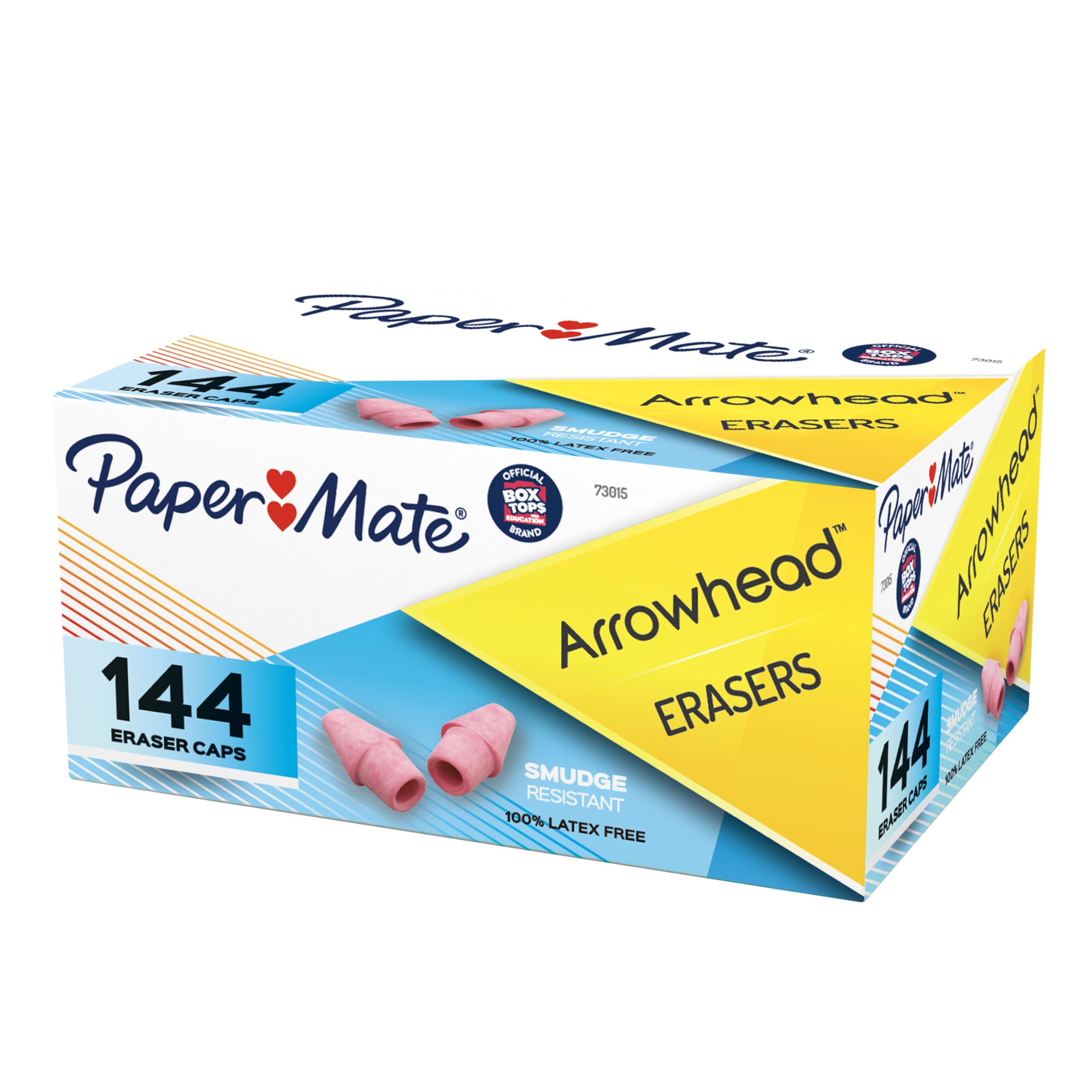 Paper Mate 73015 Arrowhead Pink Pearl Cap Erasers, 144 Count