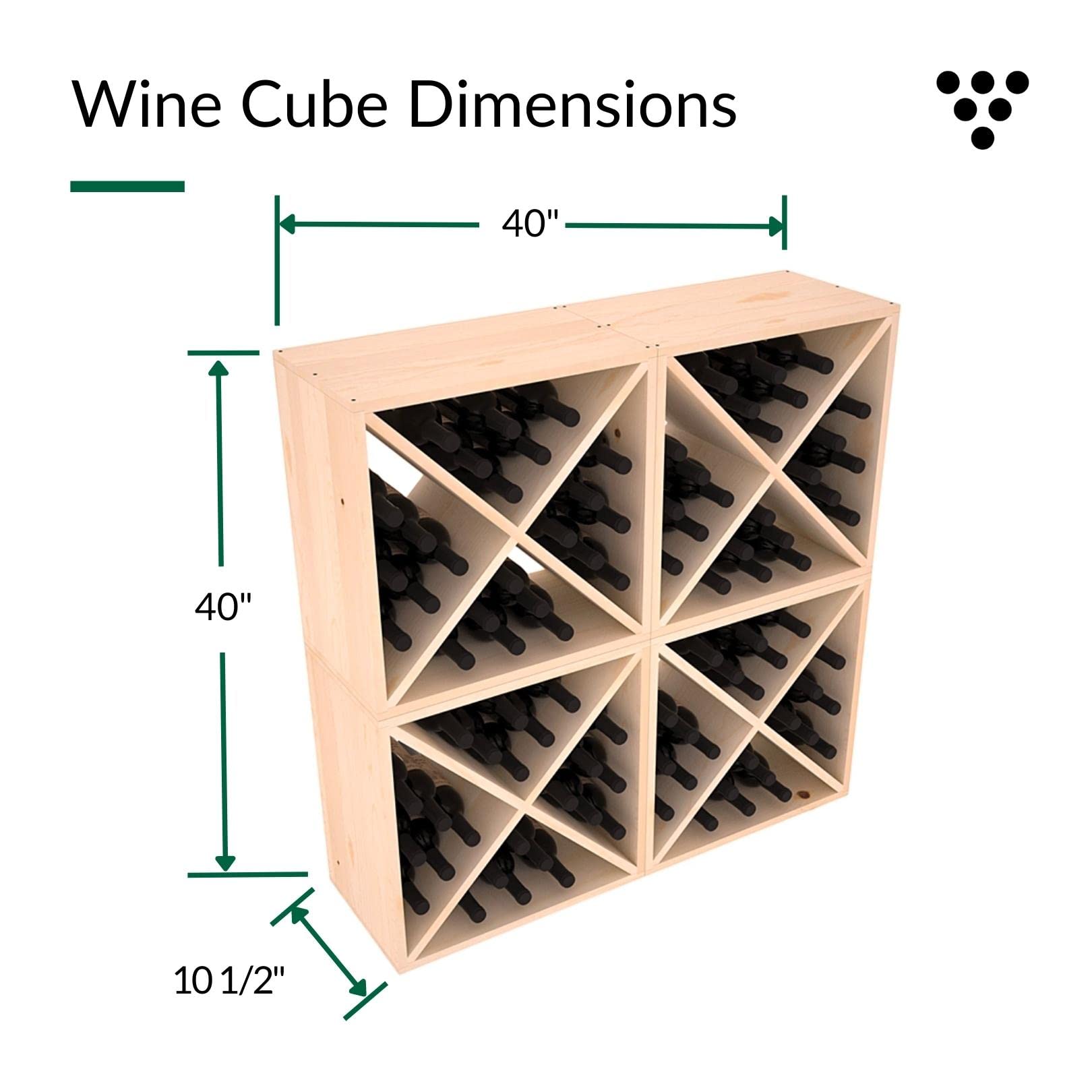 Wine Racks America Pine 96 Bottle Wine Cube. Black Stain