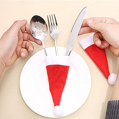 Christmas Home Decoration Tableware Bag Holder Christmas Hat Fork Knife Cutlery Bag Merry Christmas Decoration Ornament