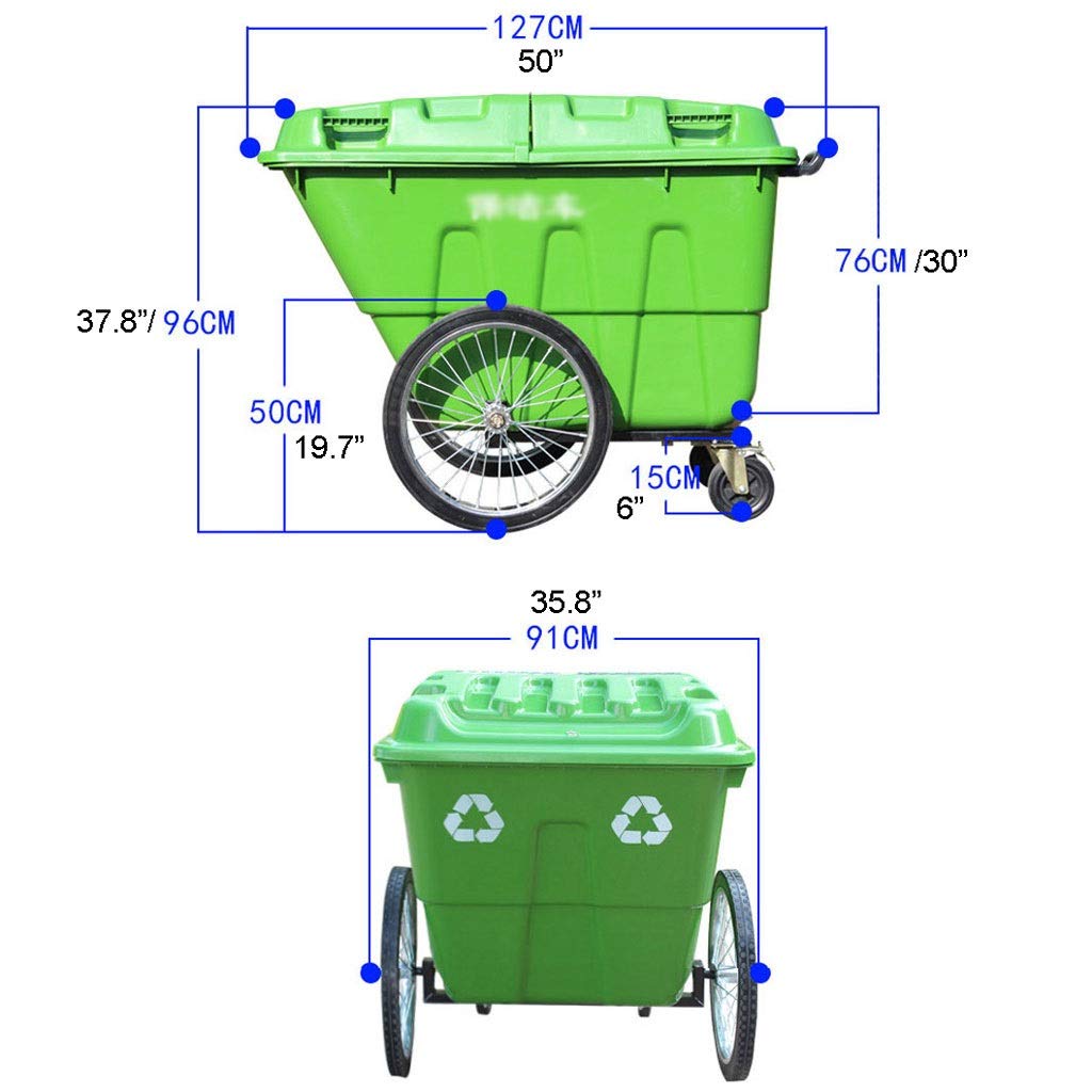 YBYB Trash can Garbage Bin Polyethylene Box Cart，Rollout Heavy-Duty Wheeled Trash/Garbage Can, 105.6-Gallon Recycling Bin (Color : Gray b, Size : 400L)