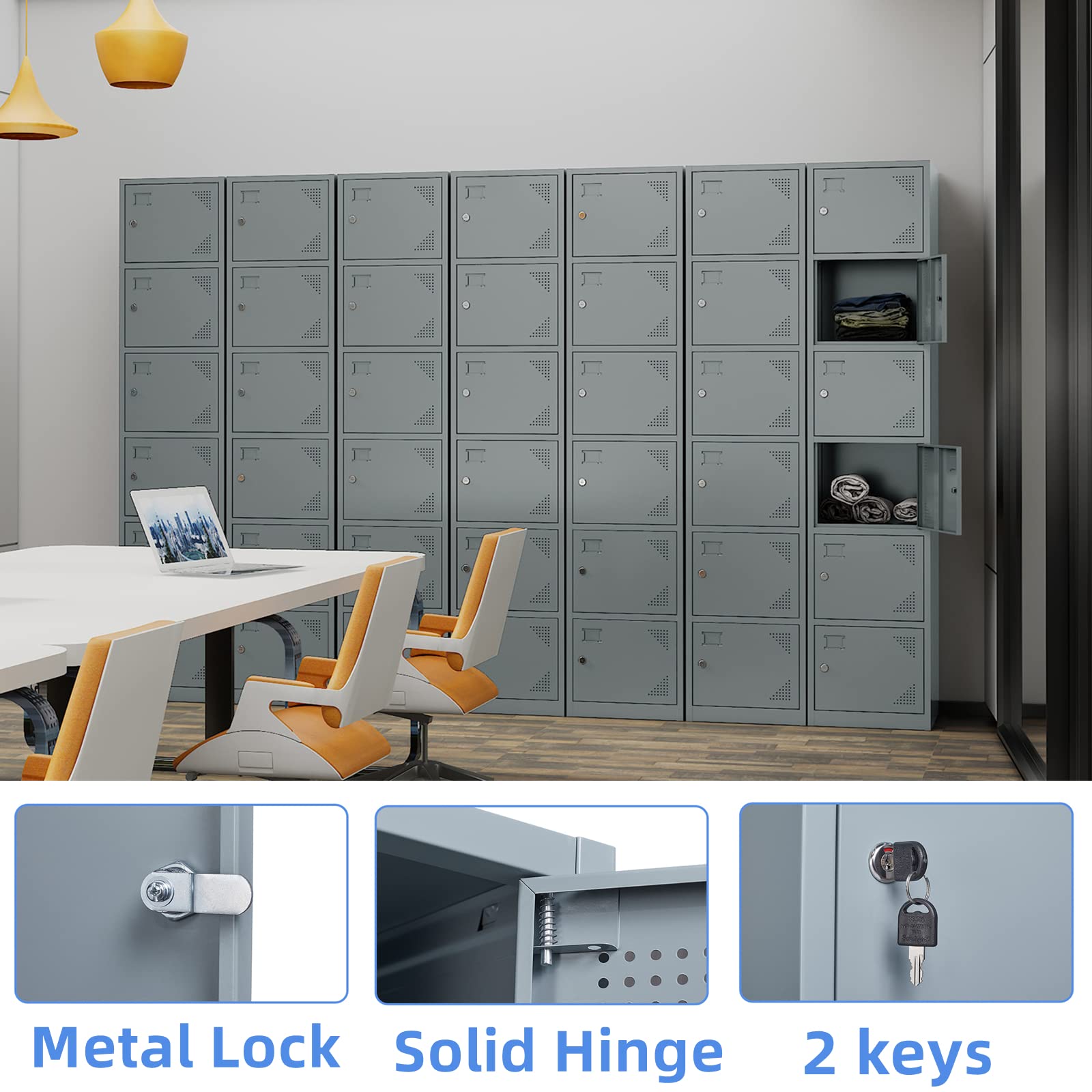 Yizosh Metal Locker with 6 Doors, Tall Steel Storage Lockers for Employees - 71" Locker Storage Cabinets for School, Gym, Home, Office, Garage (Grey)