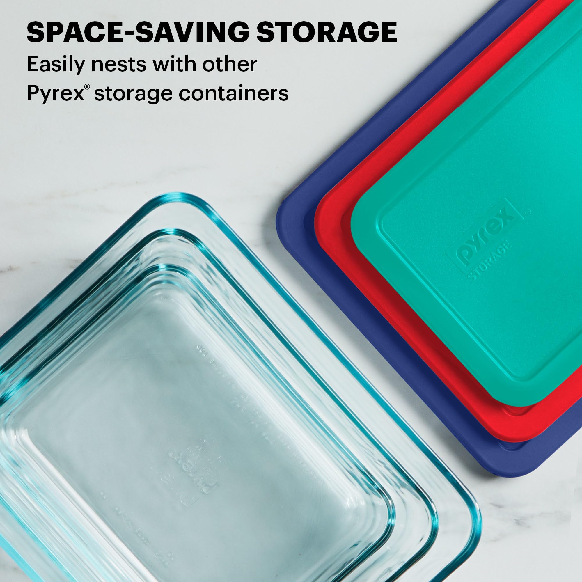 Pyrex Simply Store 10-Pc Glass Food Storage Container Set with Lid, 11-Cup, 6-Cup & 3-Cup Rectangular Glass Storage Containers with Lid, BPA-Free Lid, Dishwasher, Microwave and Freezer Safe