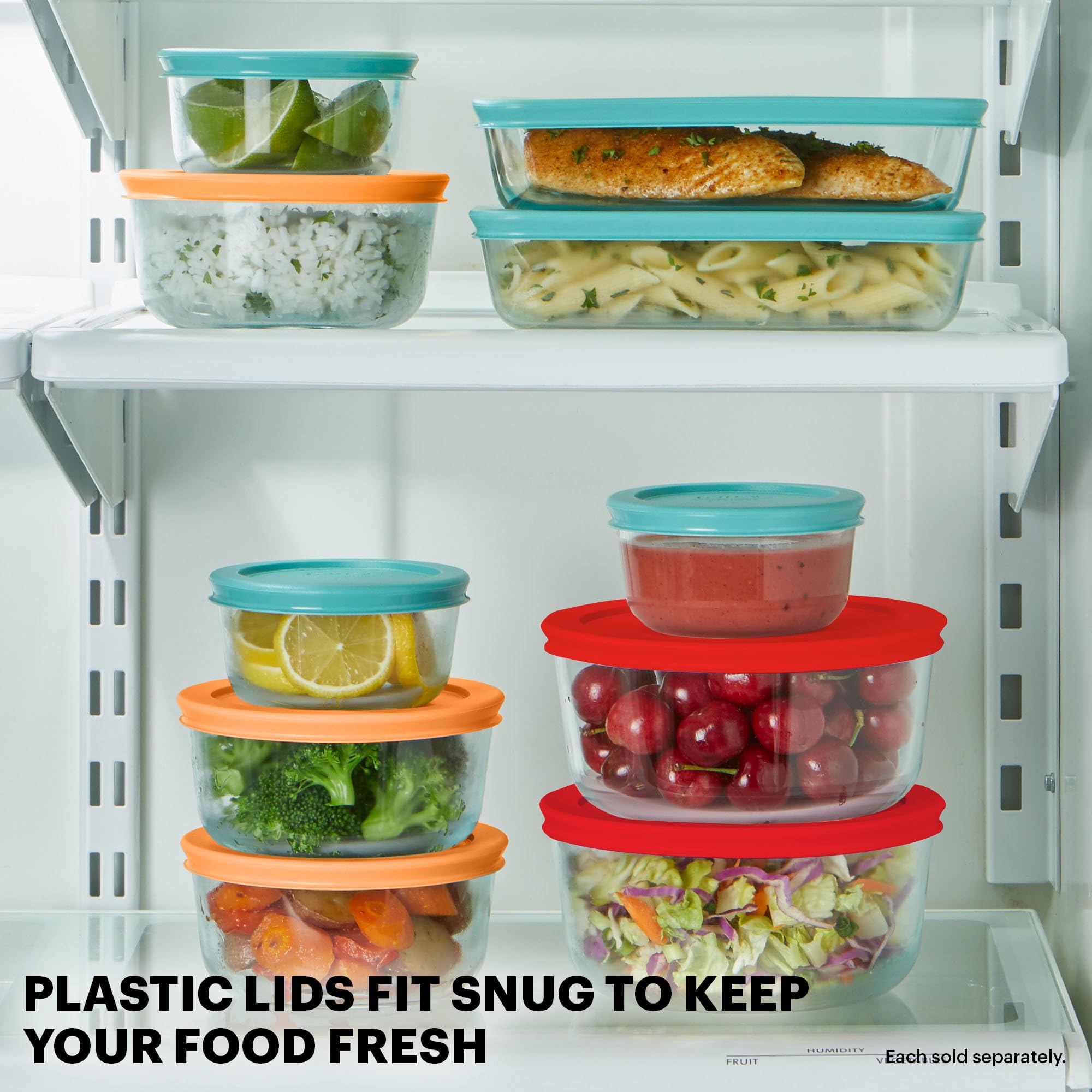 Pyrex Simply Store 10-Pc Glass Food Storage Container Set with Lid, 11-Cup, 6-Cup & 3-Cup Rectangular Glass Storage Containers with Lid, BPA-Free Lid, Dishwasher, Microwave and Freezer Safe