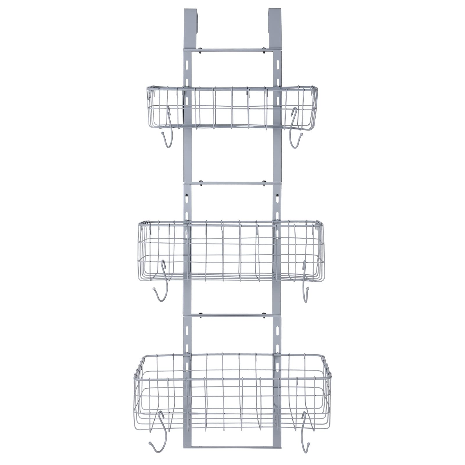 Detachable 3-Basket Over The Door Organizer, Heavy Duty Iron Hanging Shelf Door Back Storage Organizer Rack for Kitchen, Bathroom(Black).