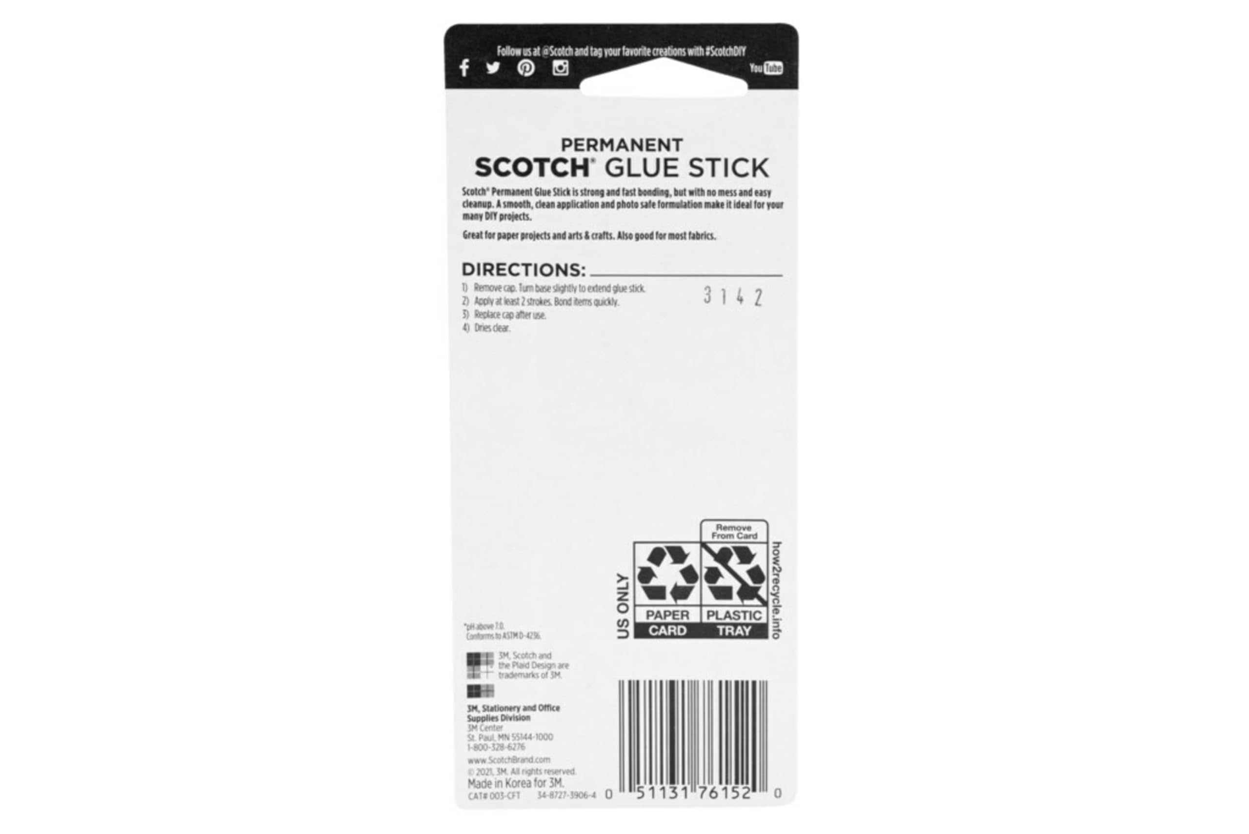 Scotch Glue Stick,Acid Free and Photo Safe (003-CFT) 1.41 oz(Pack of 4)
