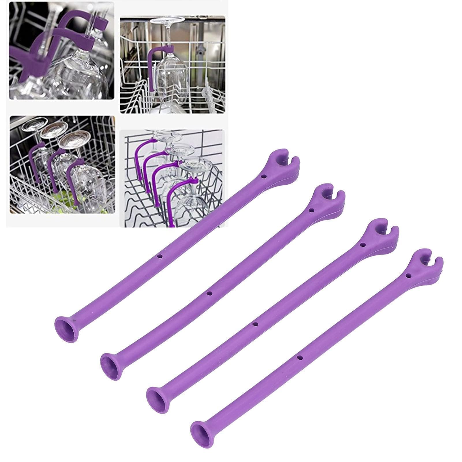 4Pcs Silicone Stemware Saver, Flexible Stemware Holder Dishwasher Wine Glass Protector Tether Silicone Dishwasher Attachment for Home Bar Use