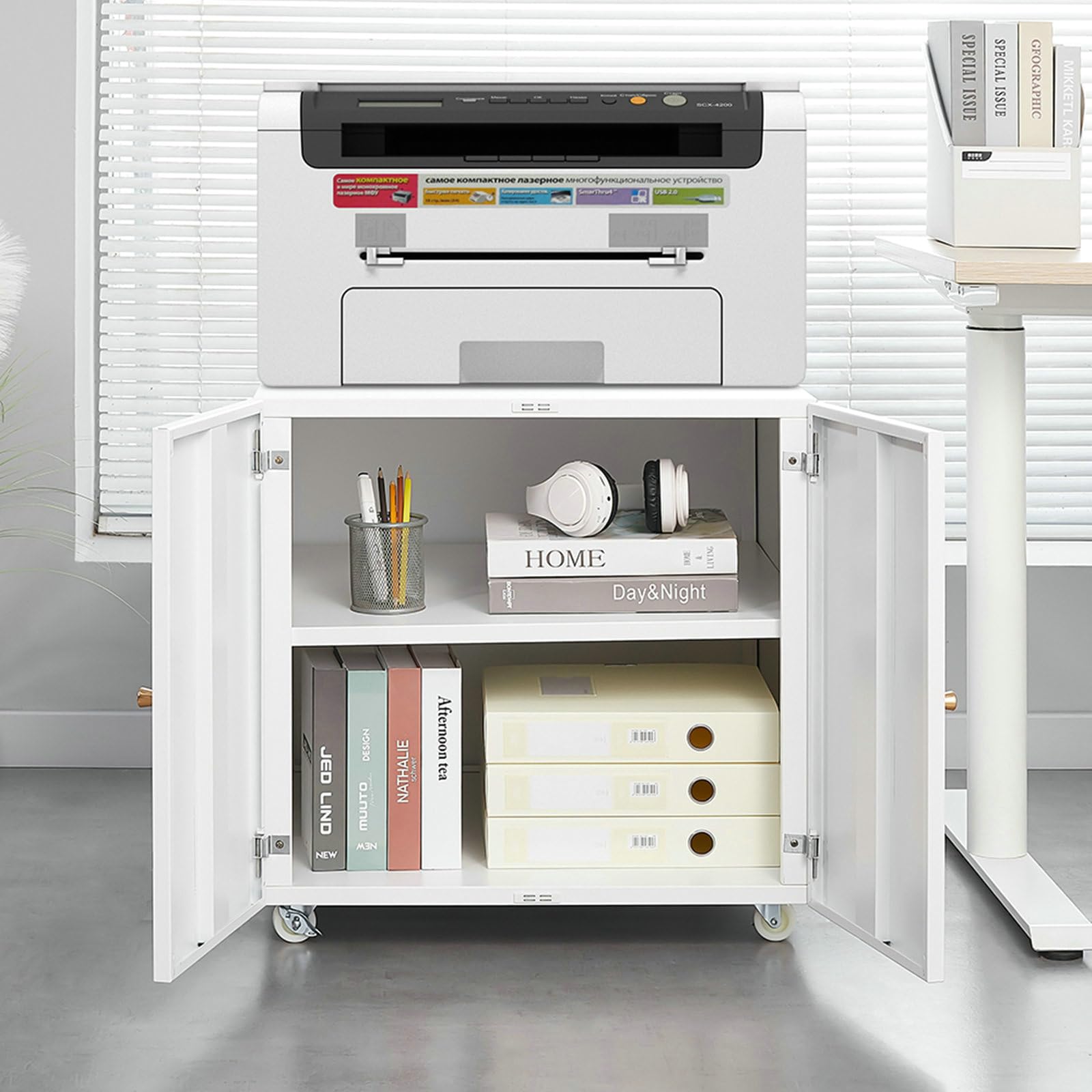 Ayoiow Living Room Shelf Cabinet Metal Cabinet White Style 1 Cabinet for Living Room