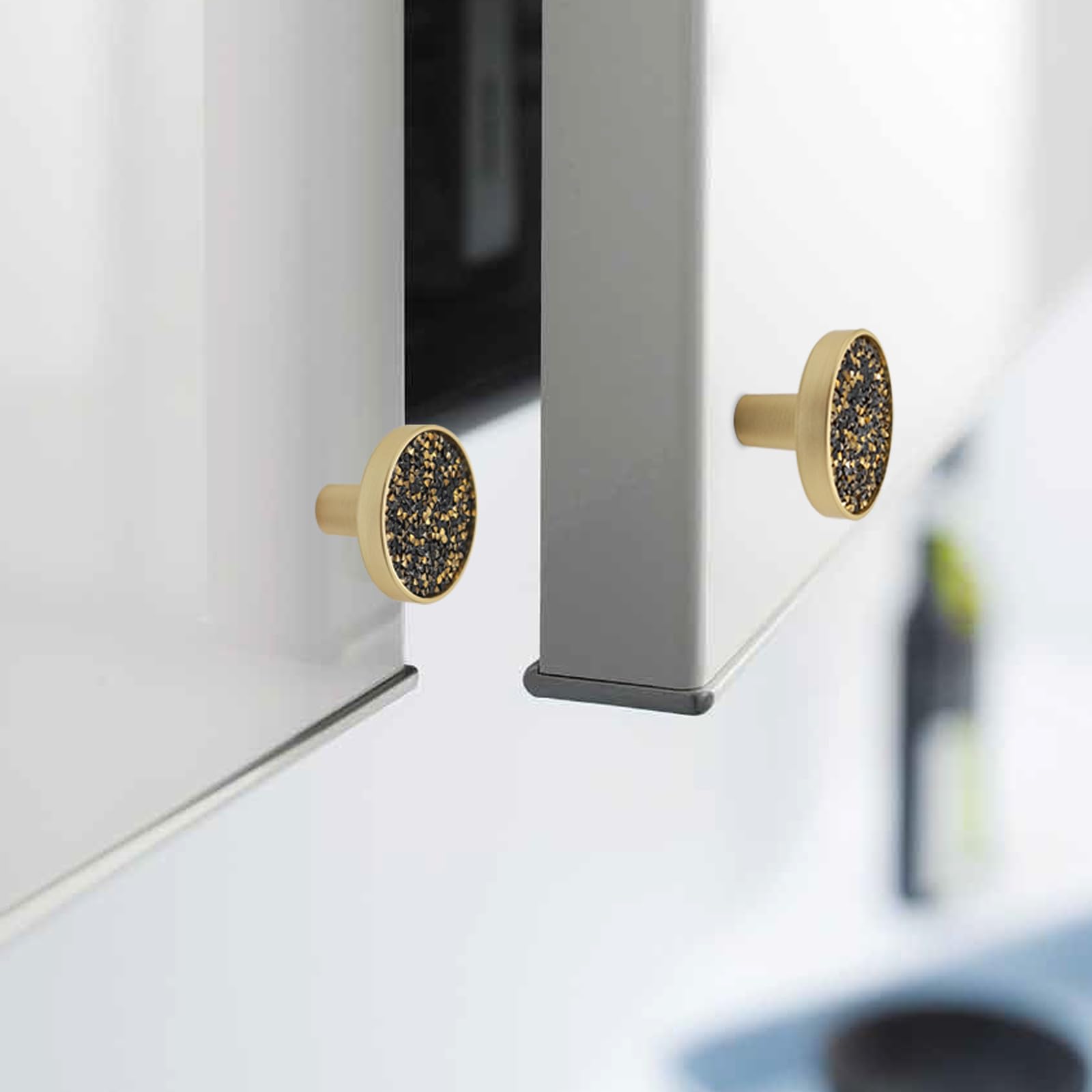 Ismosm 6 Pack Gold Cabinet Dresser Drawer Knobs, Cabinet Hardware, Bling Modern Metal Drawer Pulls and Knobs for Cabinets, Dressers, and Many Other Home and Office Furniture (Gold 6 Pcs)