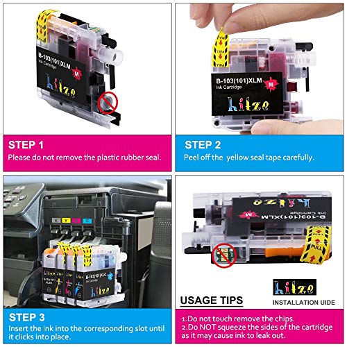 HITZE Compatible Ink Cartridge Replacement for Brother LC103 LC 103 LC101 LC 101 for Brother MFC-J870DW MFC-J470DW MFC-J450DW MFC-J6920DW MFC-J475DW (4 Black, 2 Cyan, 2 Magenta, 2 Yellow, 10-Pack)