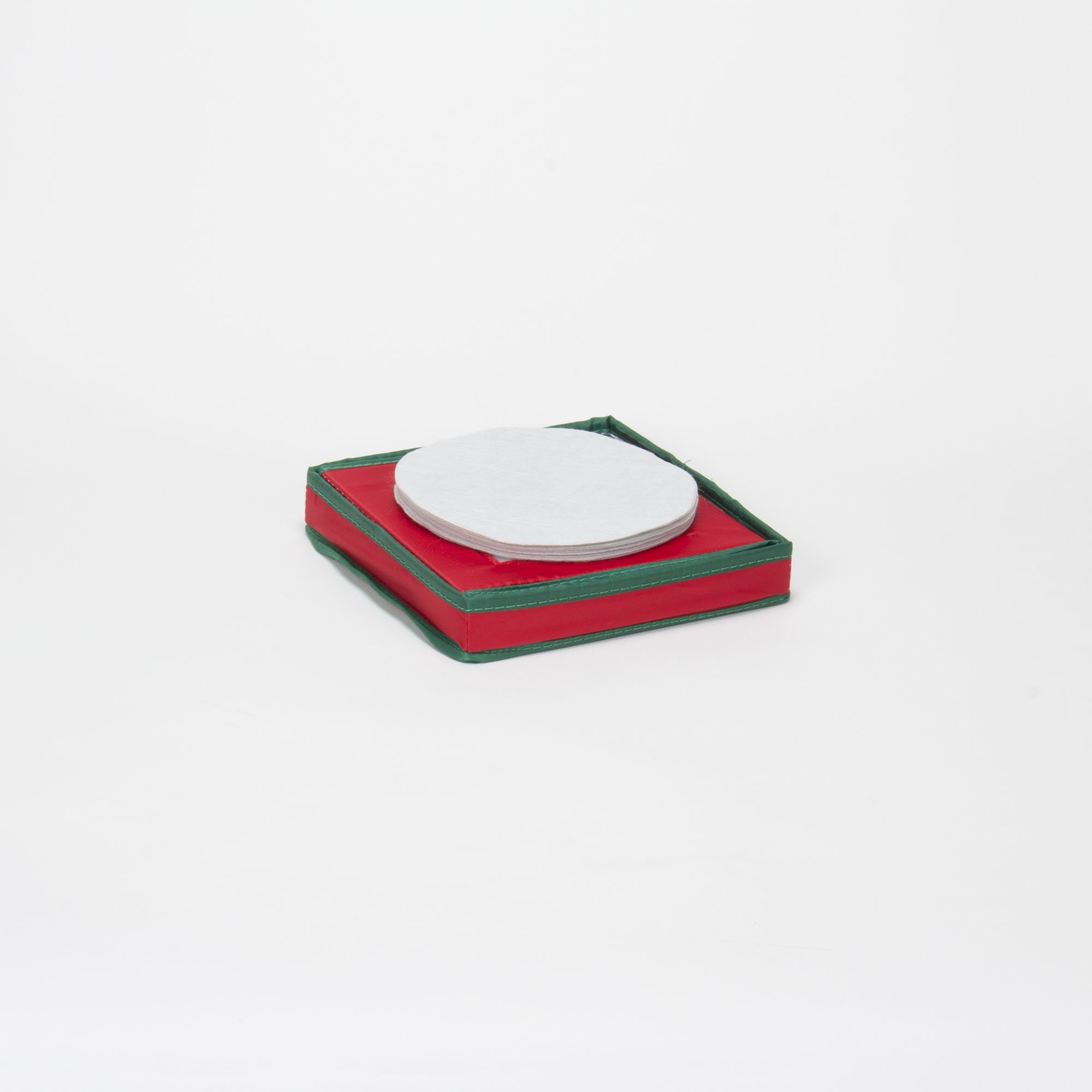 Household Essentials 532RED Holiday China Dinnerware Storage for Dessert Plates or Bowls | Removable Lid | Red Canvas with Green Trim, Red & Green