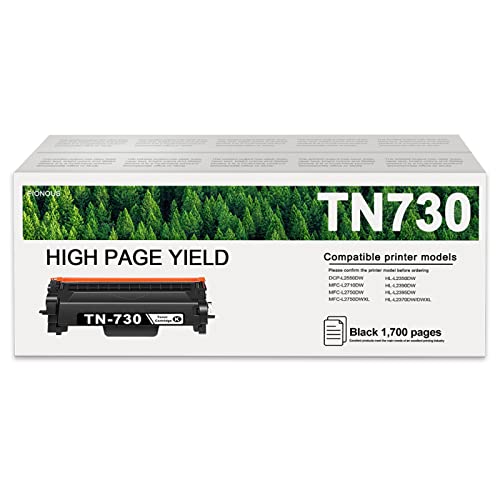 PIONOUS Compatible TN 730 TN730 Toner Cartridge High Page Yield Replacement for Brother TN-730 (1 Black) for DCP-L2550DW HL-2350dw l2350dw l2370dw MFC-L2710DW L2750DW Printer