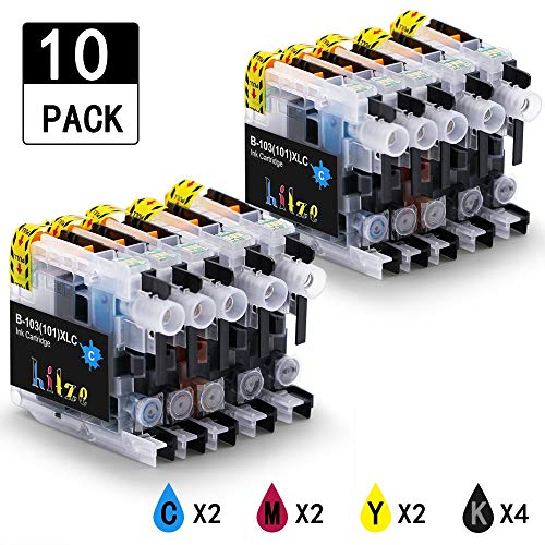 HITZE Compatible Ink Cartridge Replacement for Brother LC103 LC 103 LC101 LC 101 for Brother MFC-J870DW MFC-J470DW MFC-J450DW MFC-J6920DW MFC-J475DW (4 Black, 2 Cyan, 2 Magenta, 2 Yellow, 10-Pack)