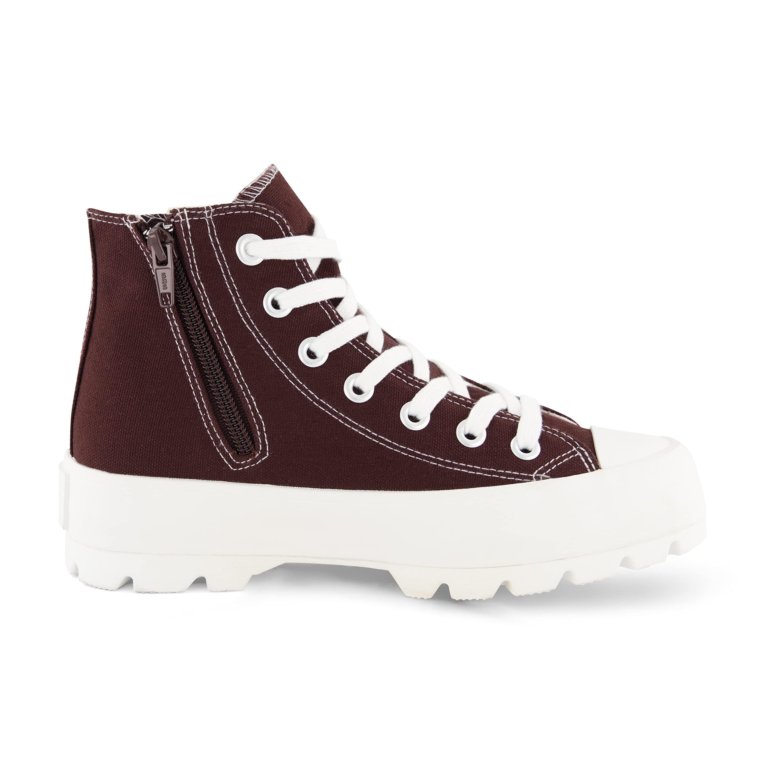 CUSHIONAIRE Women's Vespa high top Canvas Sneaker +Memory Foam and Side Zipper, Chocolate 7