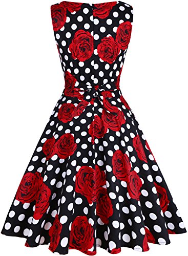 OWIN Women's Vintage 1950's Floral Spring Garden Picnic Dress Party Cocktail Dress