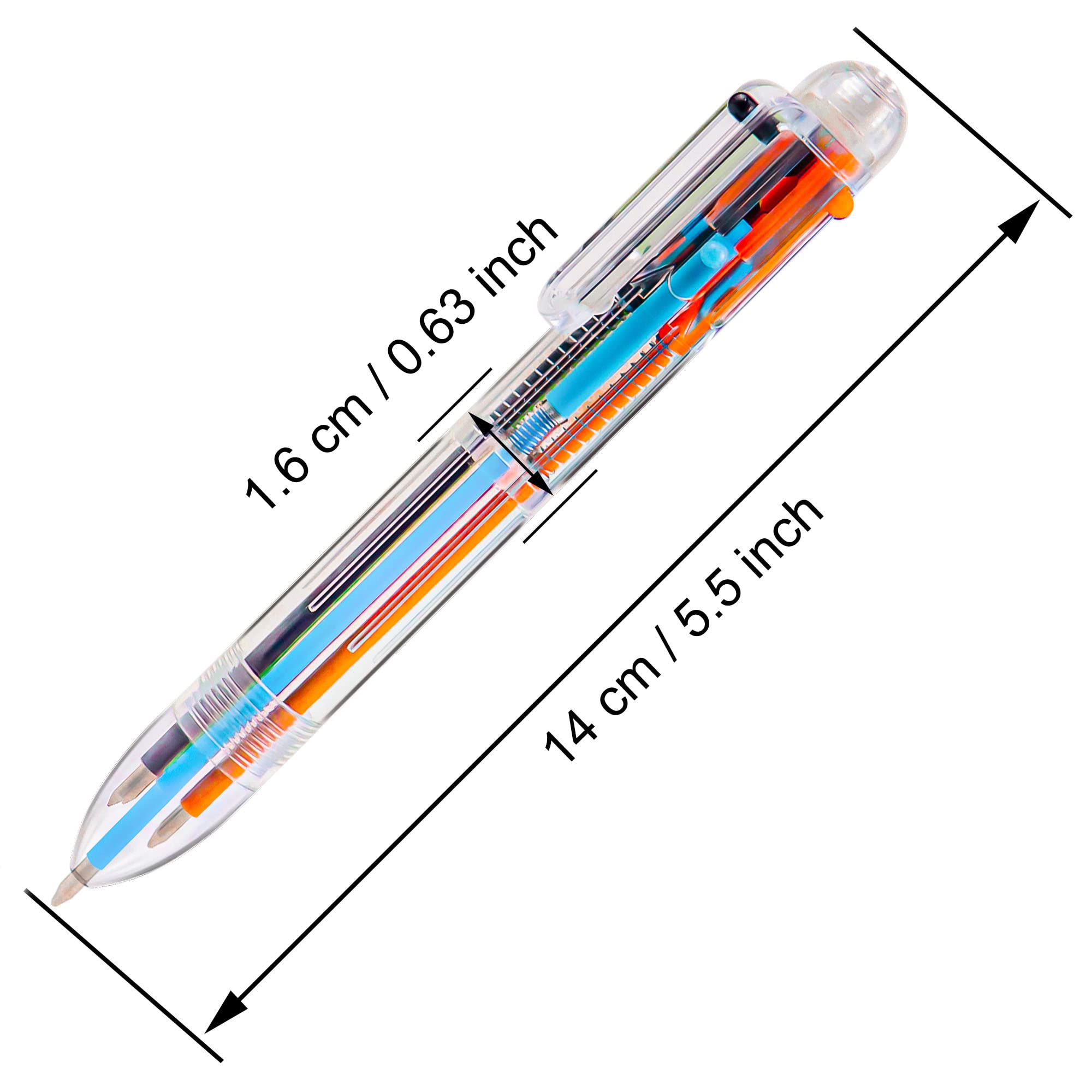 IHPUKIDI 24 Pack 0.5mm 6-in-1 Multicolor Ballpoint Pen, 6 Color Transparent Barrel Retractable Ballpoint Pens for Office School Supplies Students Gift (24 Pack)