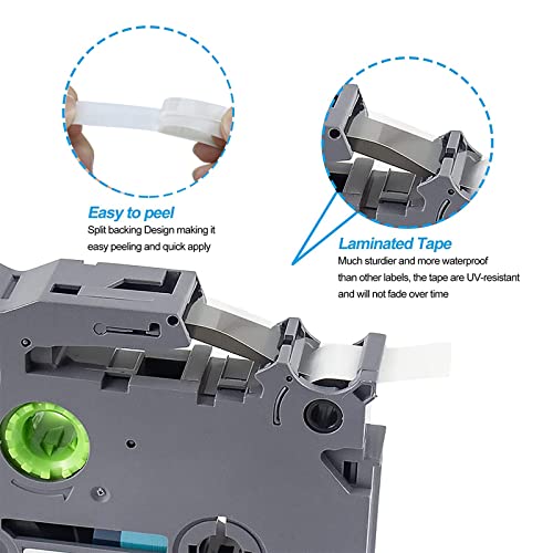 3 Pack Compatible for Brother Label Maker Refills TZe231 TZe-231 Ptouch Label Maker Tape 12mm 0.47 Laminated White, Work for PT-D210 PT-H110 PTD600 PTD400AD Label Makers