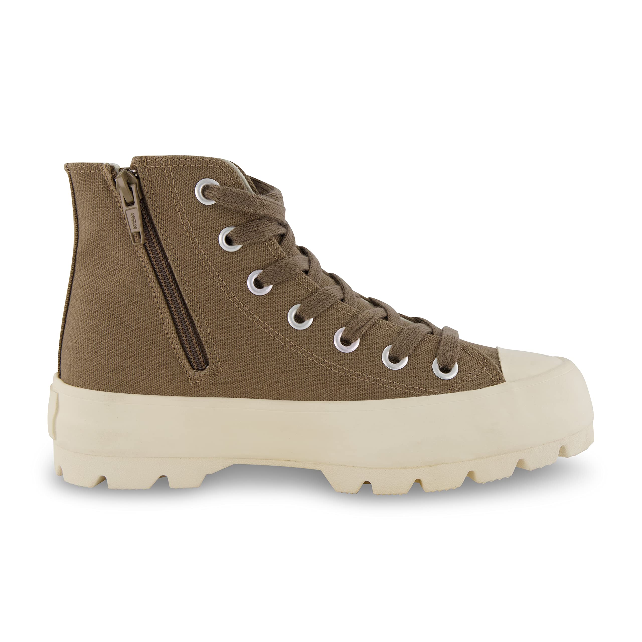 CUSHIONAIRE Women's Vespa high top Canvas Sneaker +Memory Foam and Side Zipper, Olive 9 W