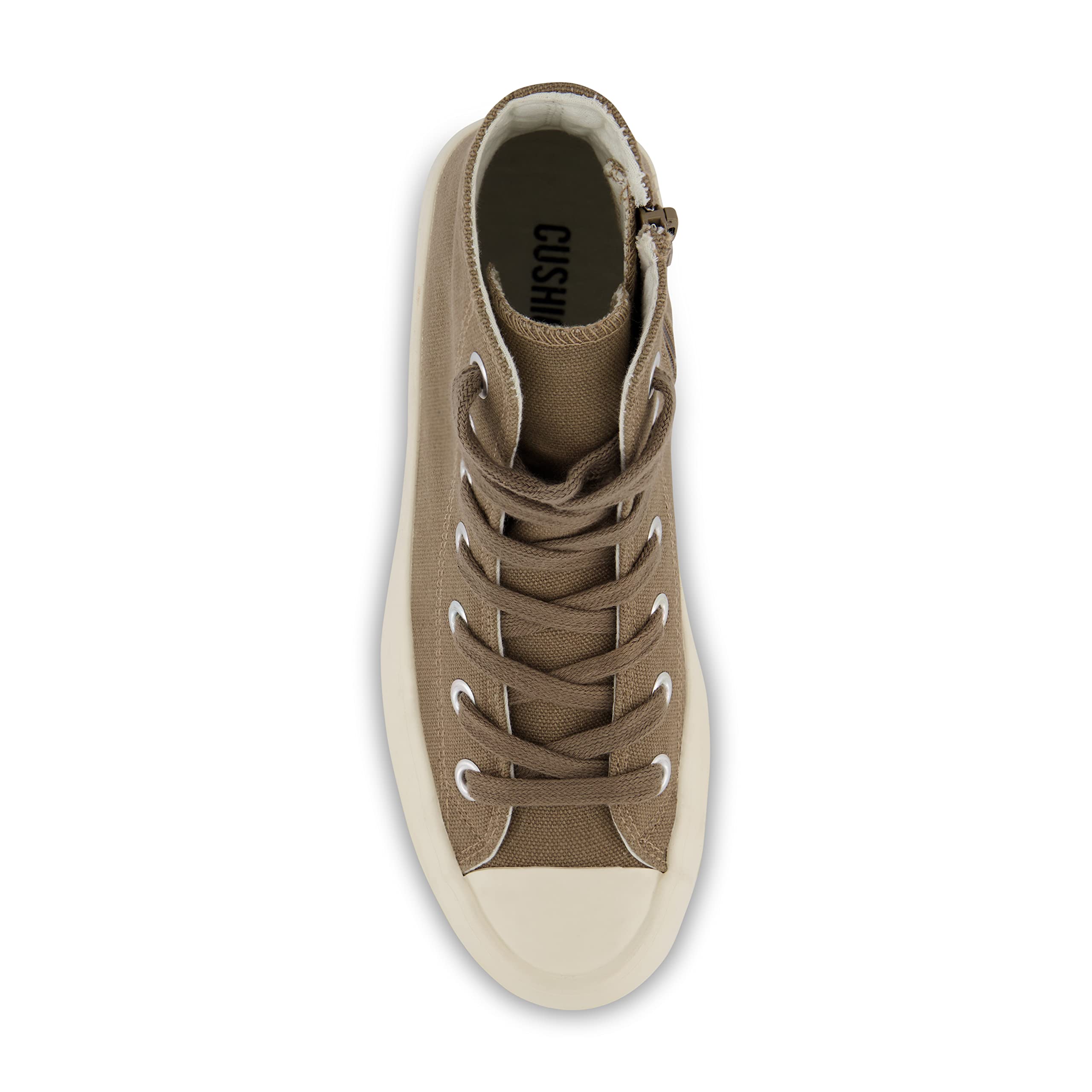 CUSHIONAIRE Women's Vespa high top Canvas Sneaker +Memory Foam and Side Zipper, Olive 9 W