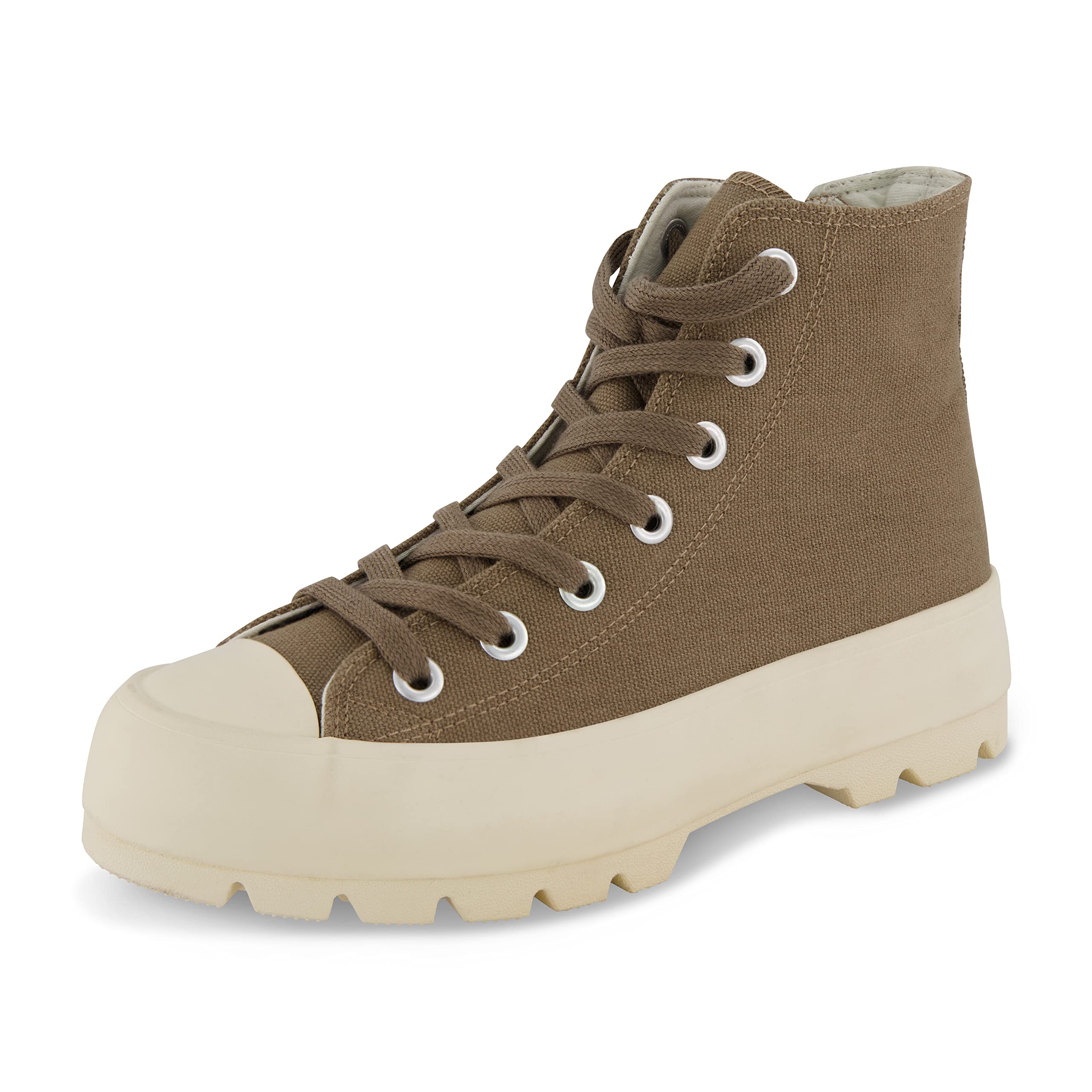 CUSHIONAIRE Women's Vespa high top Canvas Sneaker +Memory Foam and Side Zipper, Olive 9 W