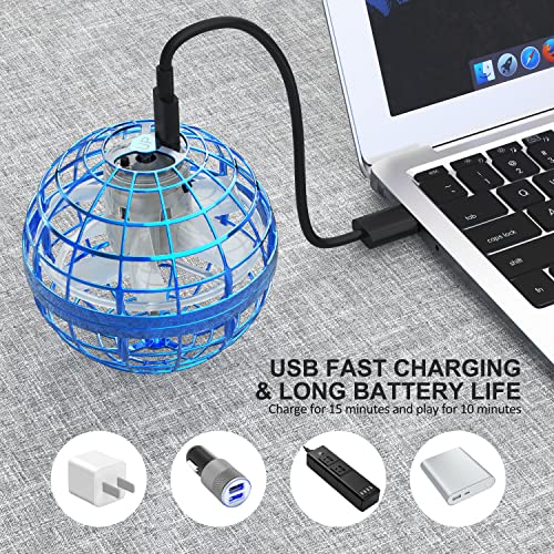 AMERFIST Flying Orb Ball Toys Cosmic Globe Boomerang Hover Ball Galactic Fidget Spinner Hand Drone Orbit Magic Cool Stuff Birthday for Boys Girls Teens 6-10+ Year Old Outdoor(Blue)