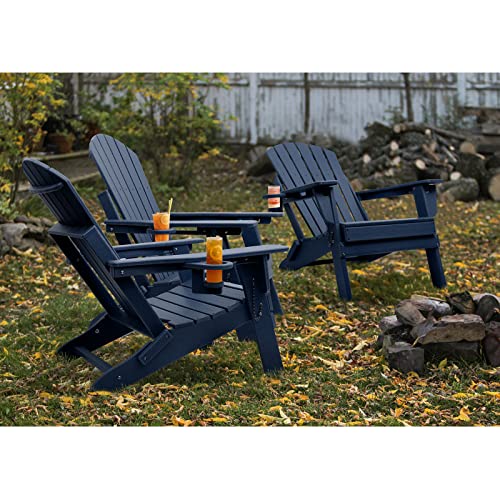 FUNBERRY Plastic Adirondack Chairs,Folding Adirondack Chairs,Adjustable Backrest Adirondack Chair,Fire Pit Chairs,Resin Adirondack Chairs with Cup Holder,Composite Adirondack Chairs